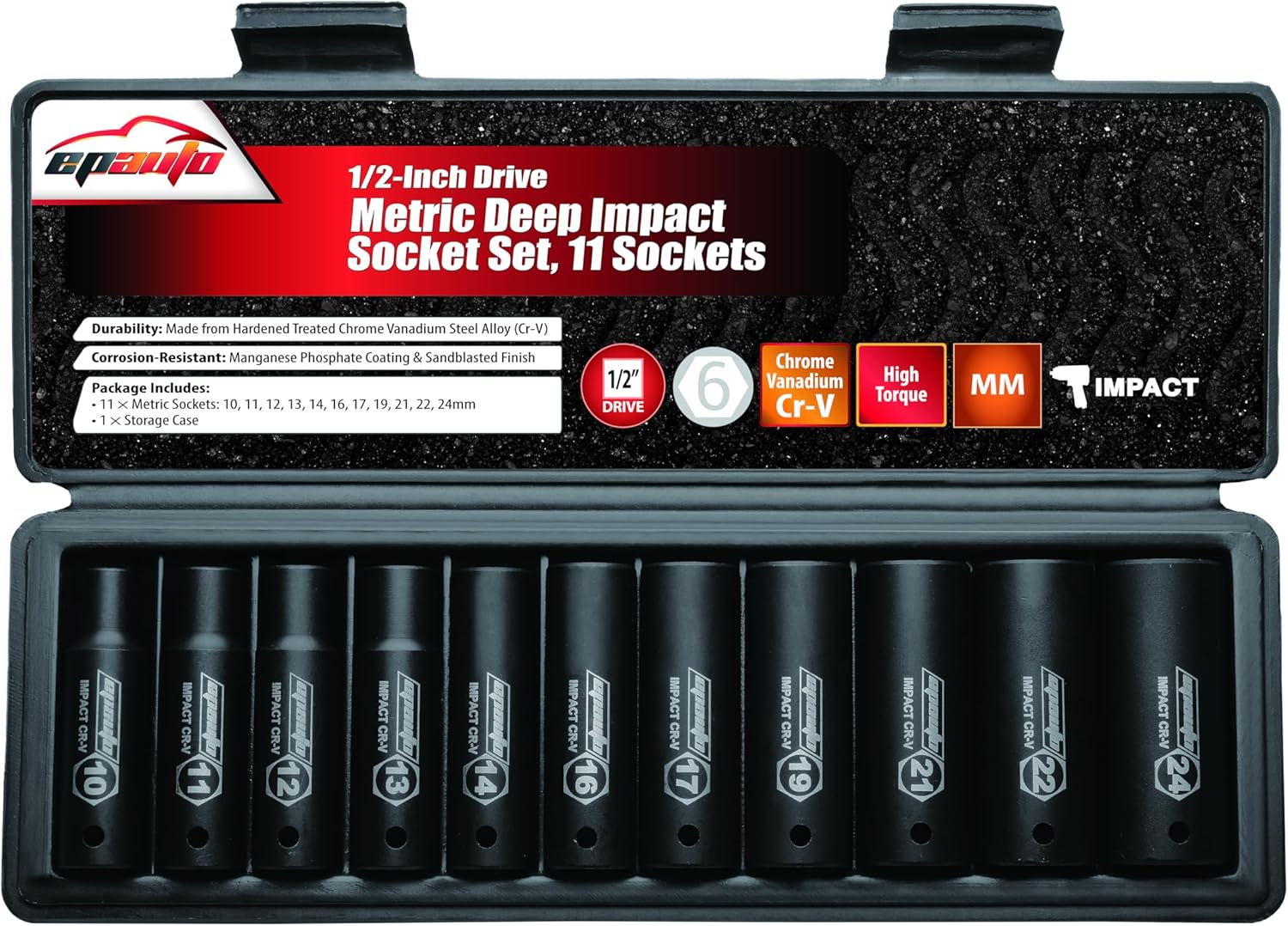 EPAuto 1/2-Inch Drive Metric Deep Impact Socket Set, 11 Sockets: Buy ...