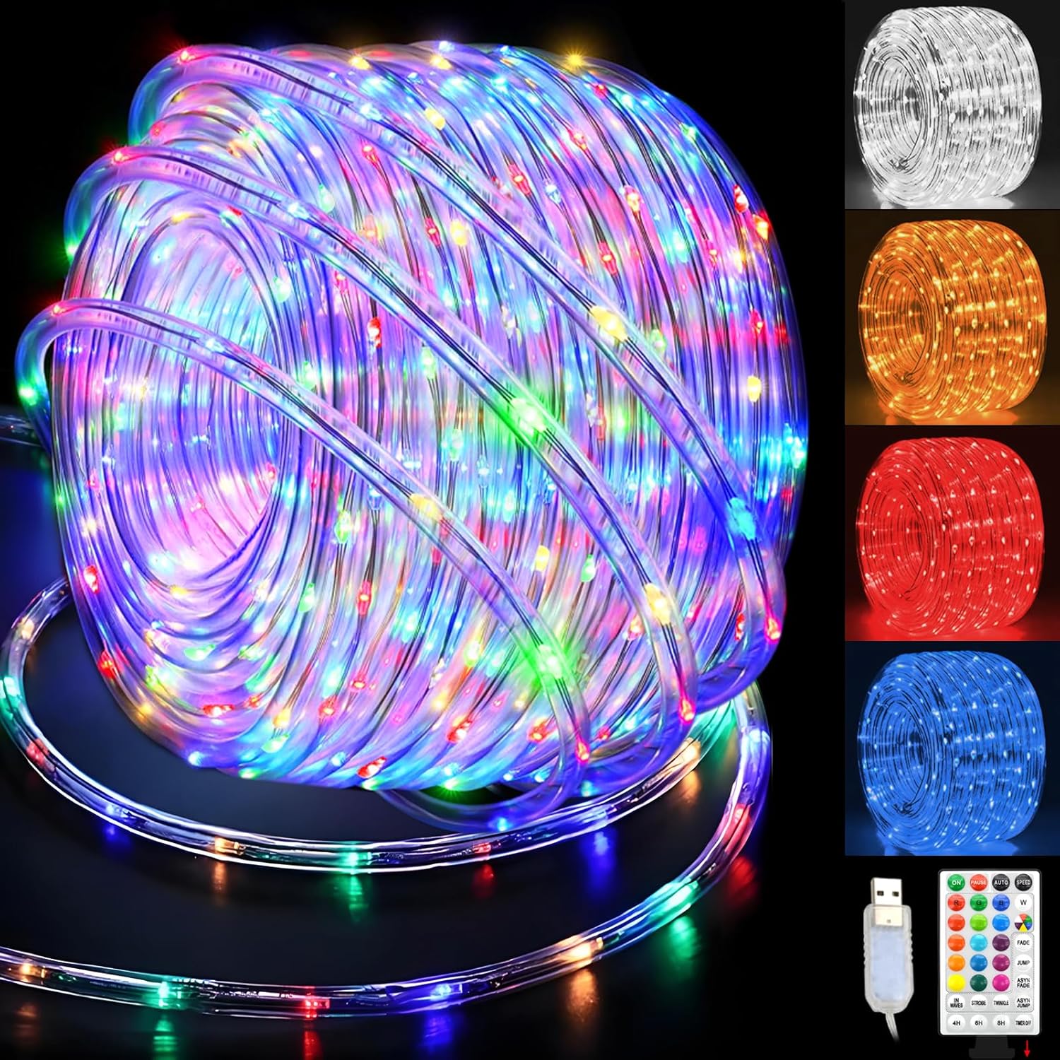 Amazon.com: 33Ft LED Rope Lights Indoor,100 LED Tube Lights with 18 ...