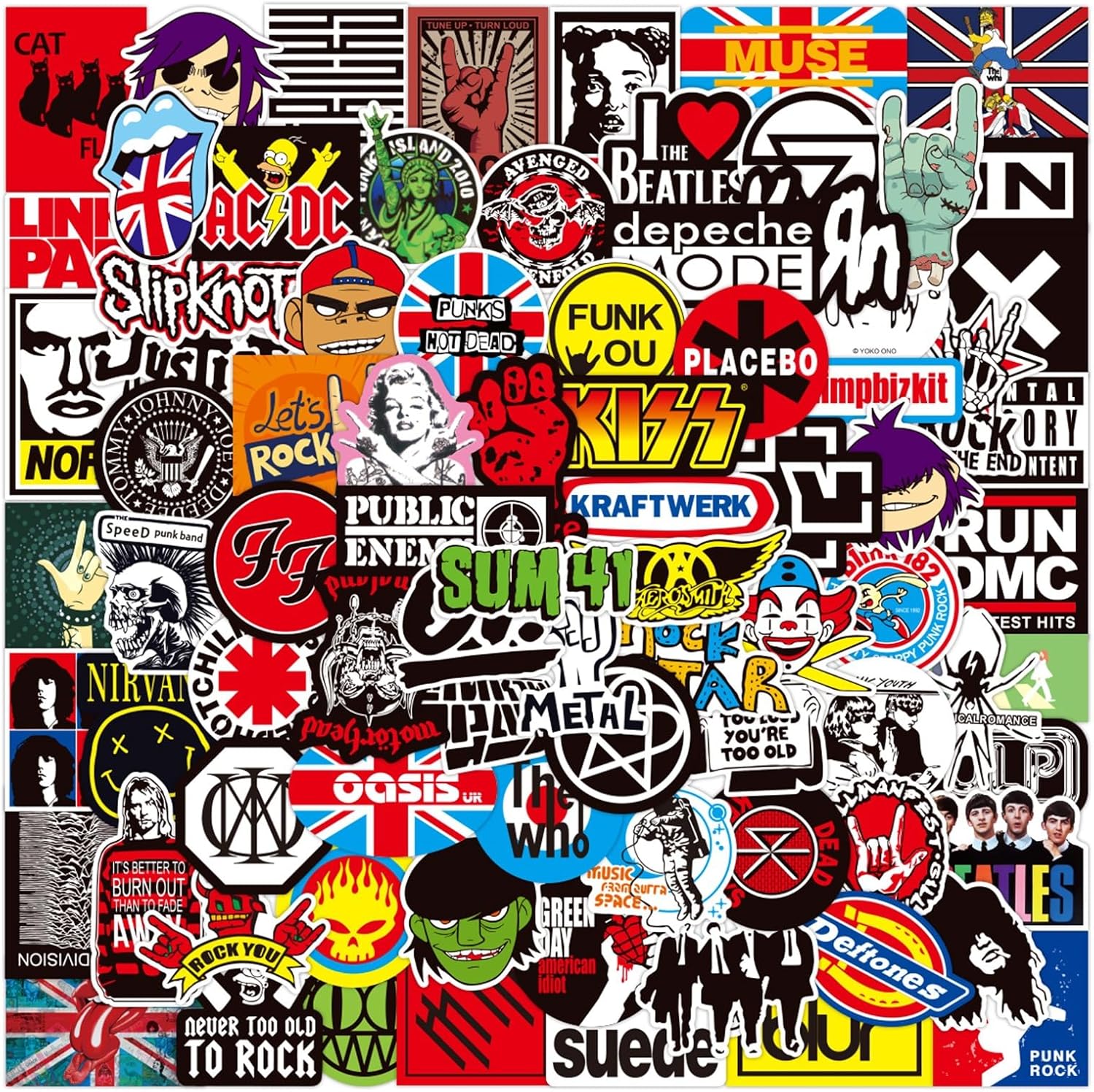 Amazon.com: 100pcs Rock Band Stickers - Classic Music Stickers for ...