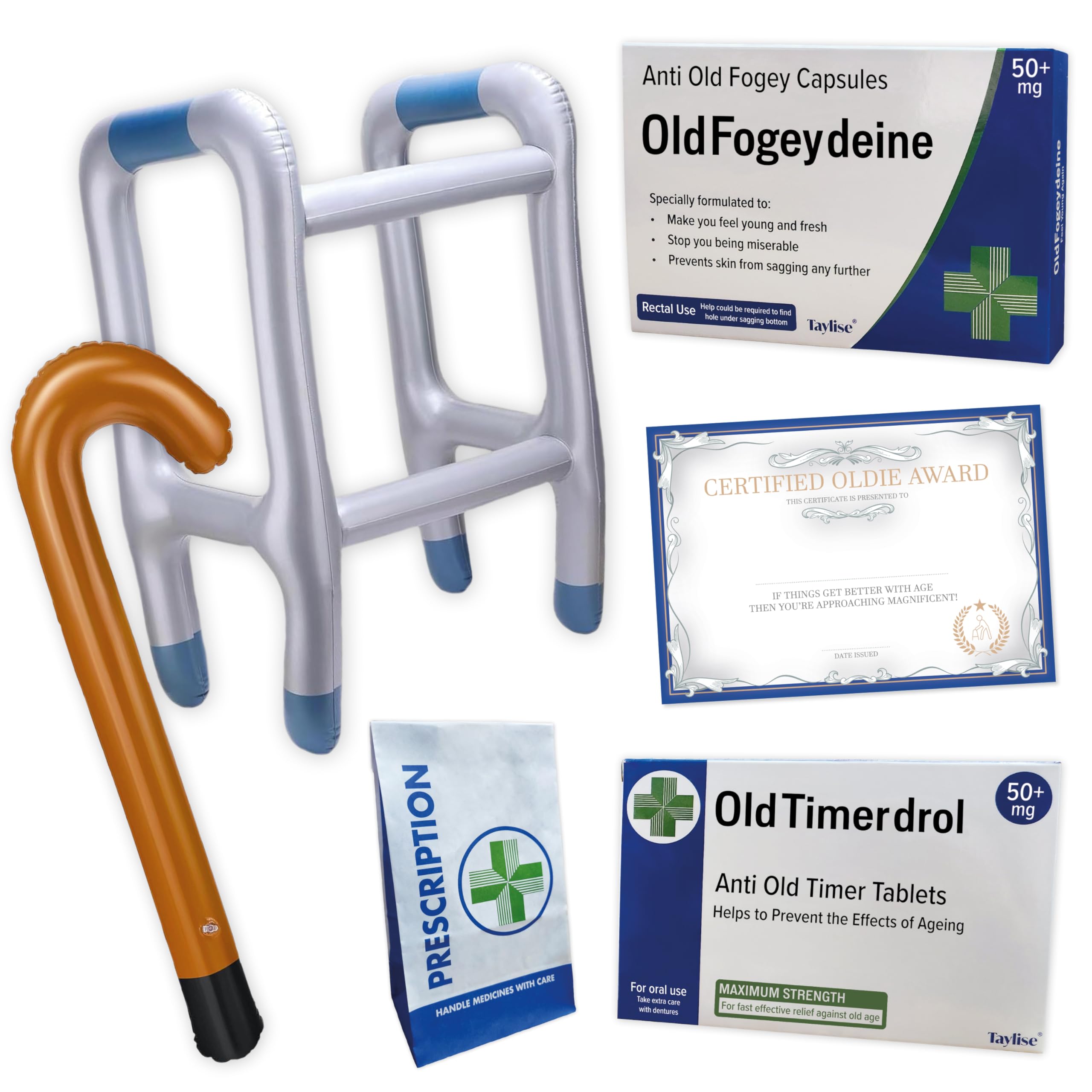 OLD AGE JOKE | Inflatable Zimmer Frame, walking stick | Joke Pill Boxes ...