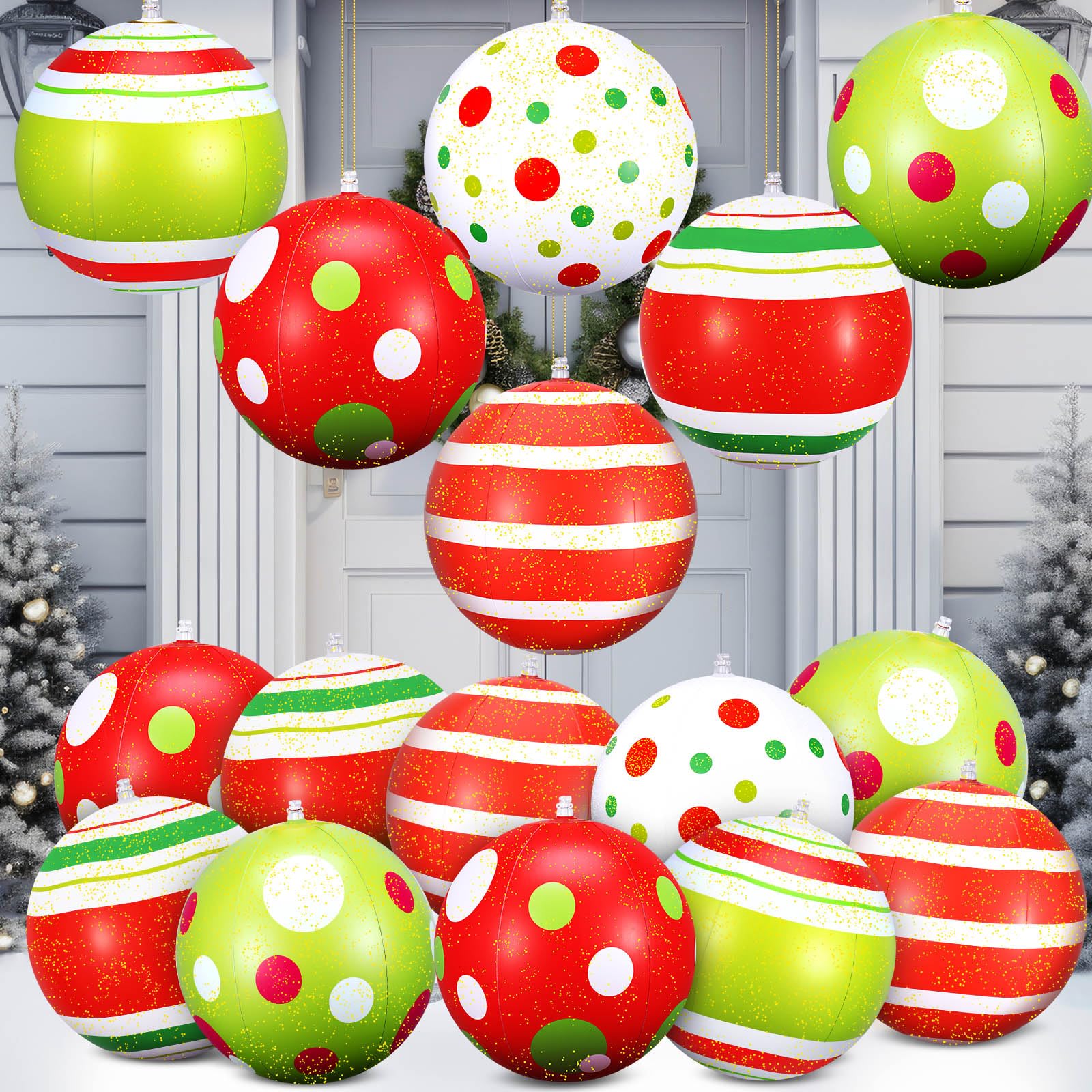 Amazon.com: HIYZI 12 Pcs 12 Inch Inflatable Christmas Ball Ornaments ...