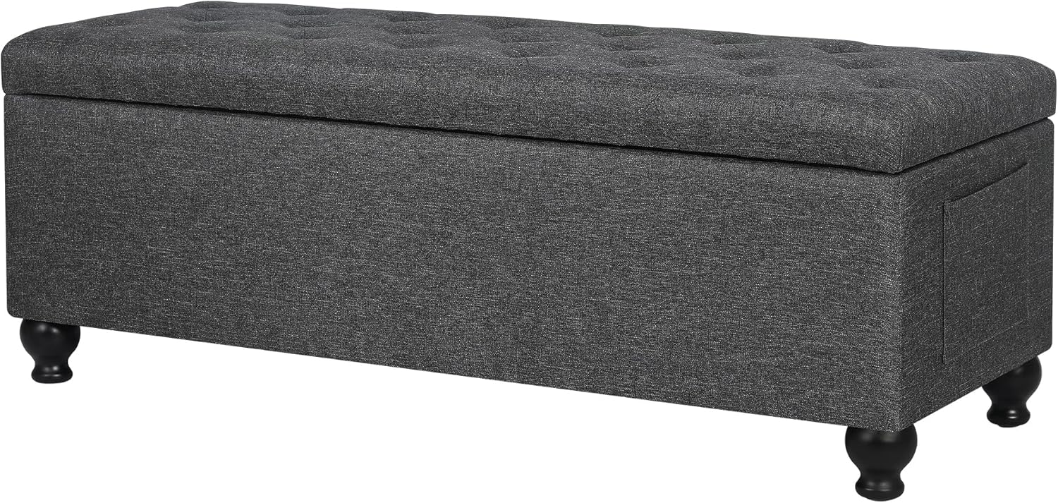 Amazon.com: Homebeez 46 Inch Linen Storage Bench with Side Storage ...