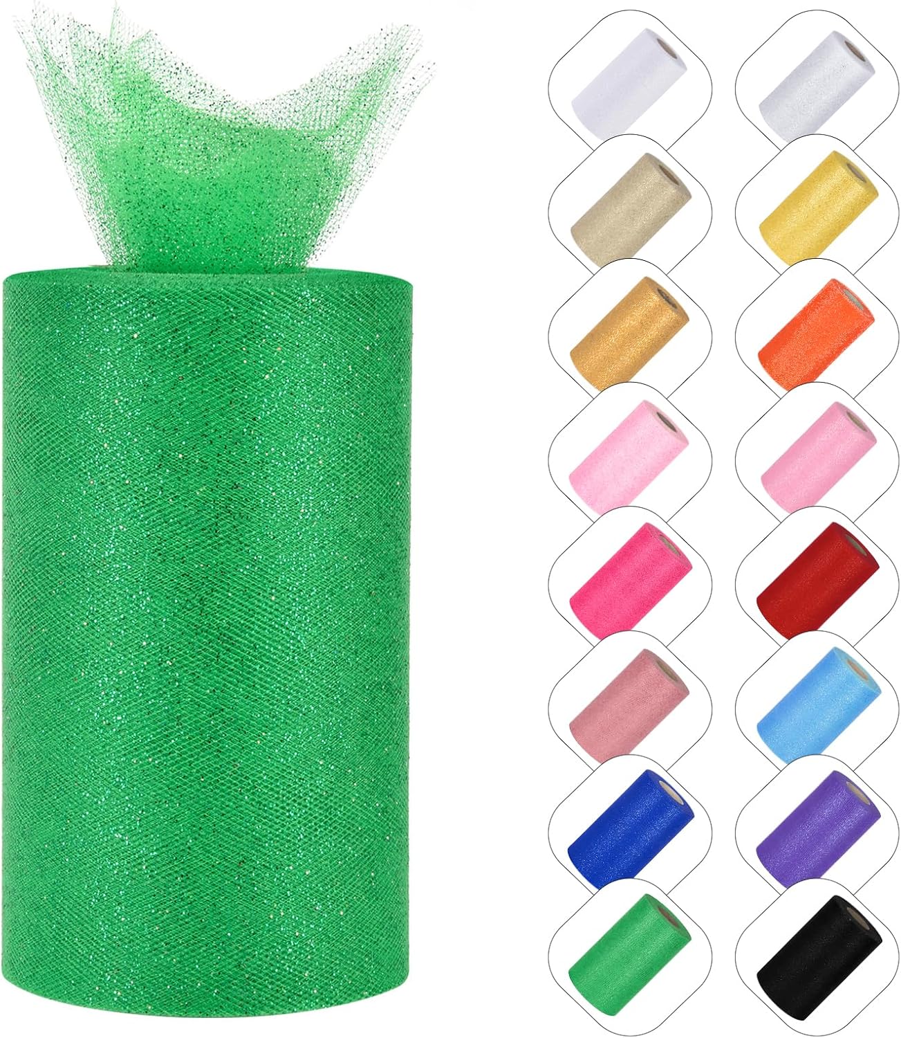 Amazon.com: Glitter Tulle Rolls 6” by 50 Yards Sparkle Tulle Fabric ...