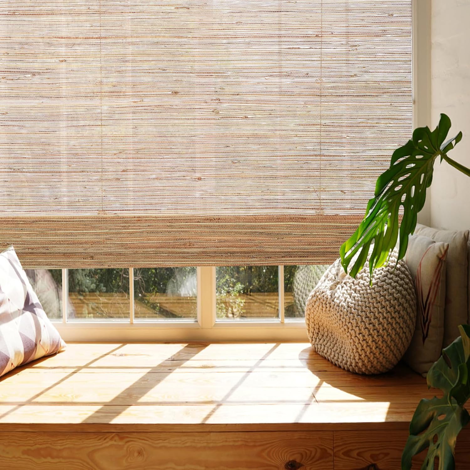 Amazon.com: Sunbox Cordless Bamboo Roman Shades, Woven Wood Roman ...
