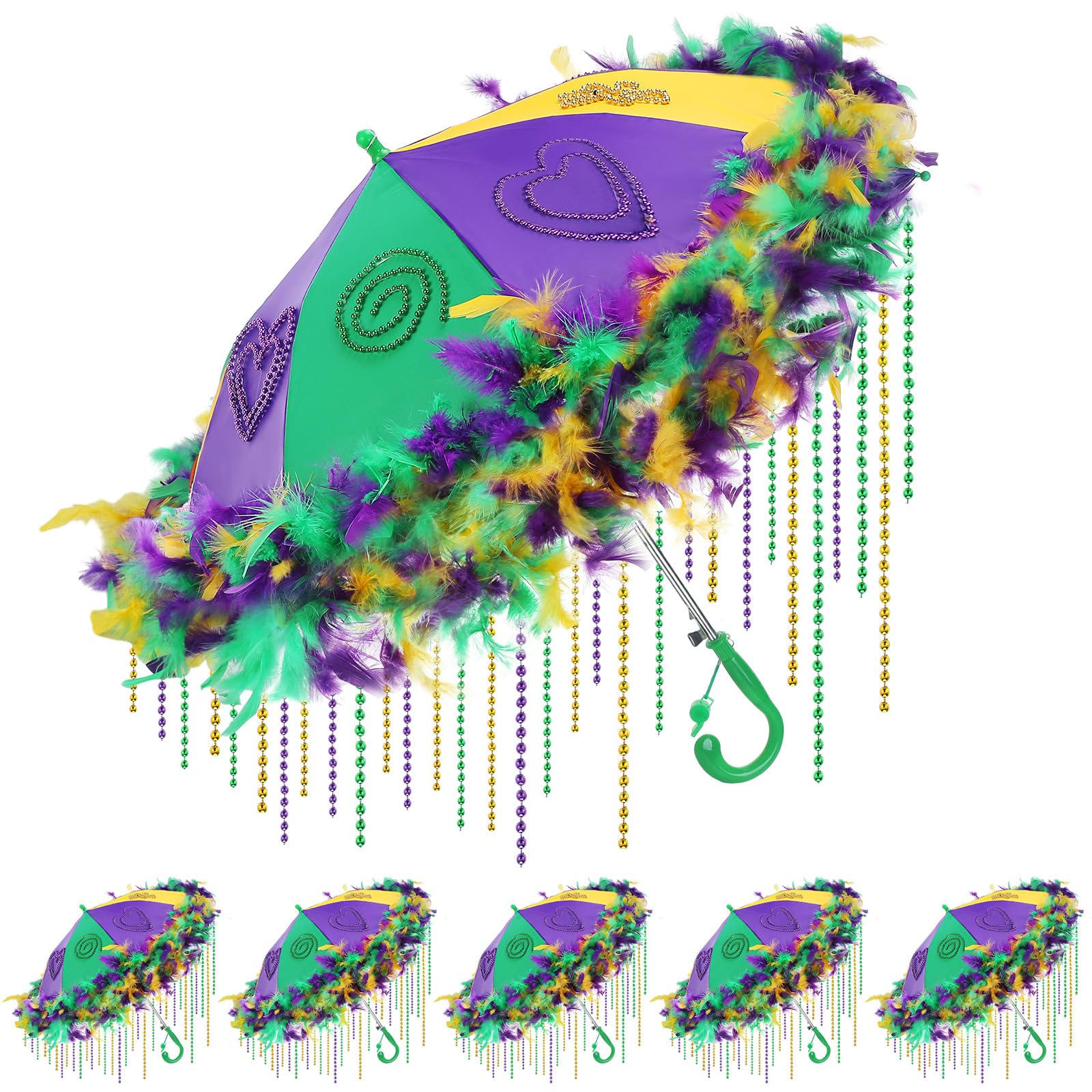 Amazon.com: Riceshoot 5 Sets Mardi Gras Umbrellas Second Line Parasol ...