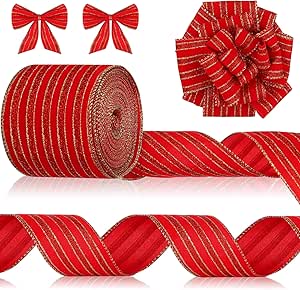 Amazon.com: Syhood Christmas Wired Velvet Ribbon with Gold Edge ...
