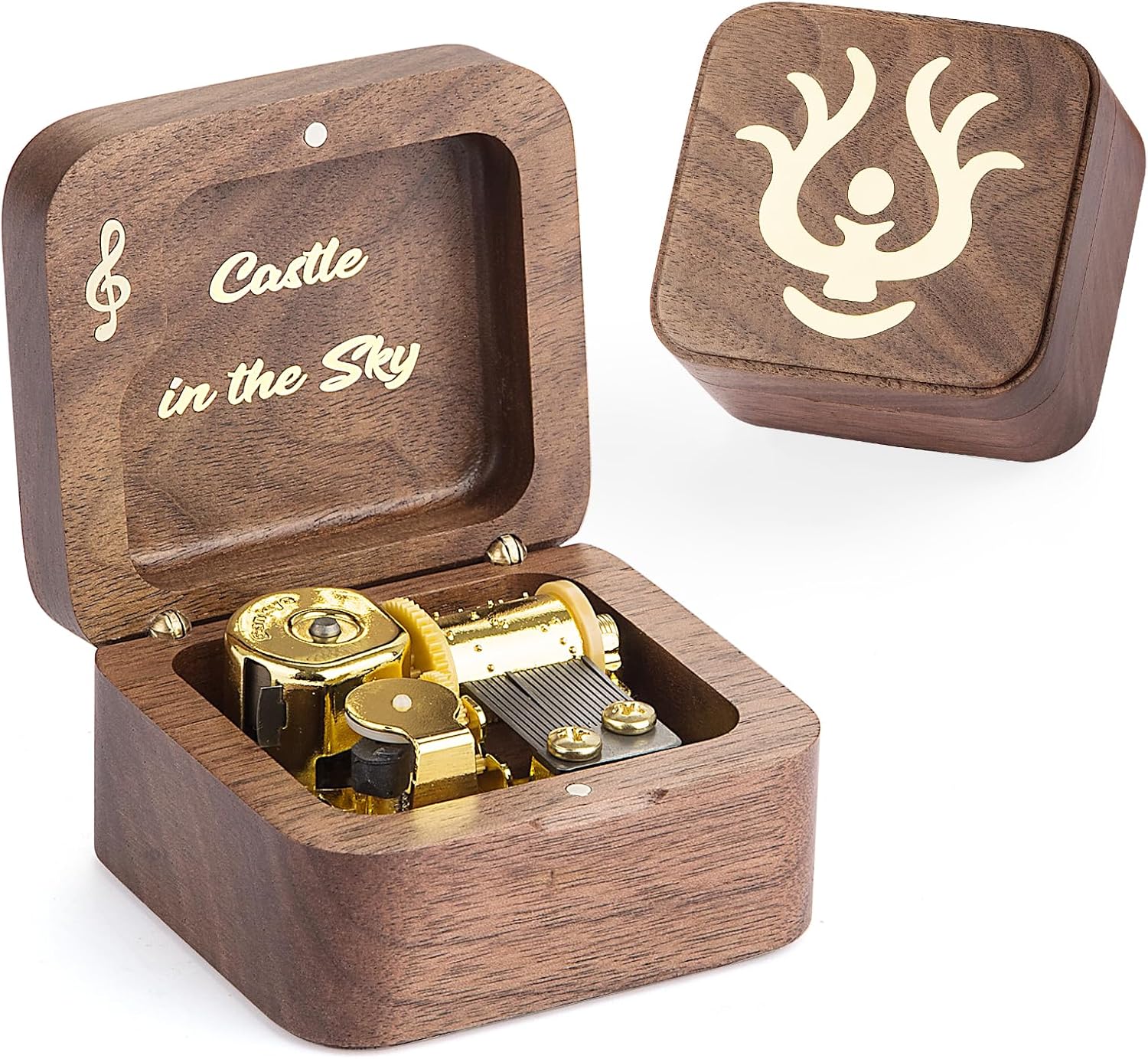 Amazon.com: Mayhopei Castle in The Sky Music Box, Wind up Wooden Music ...