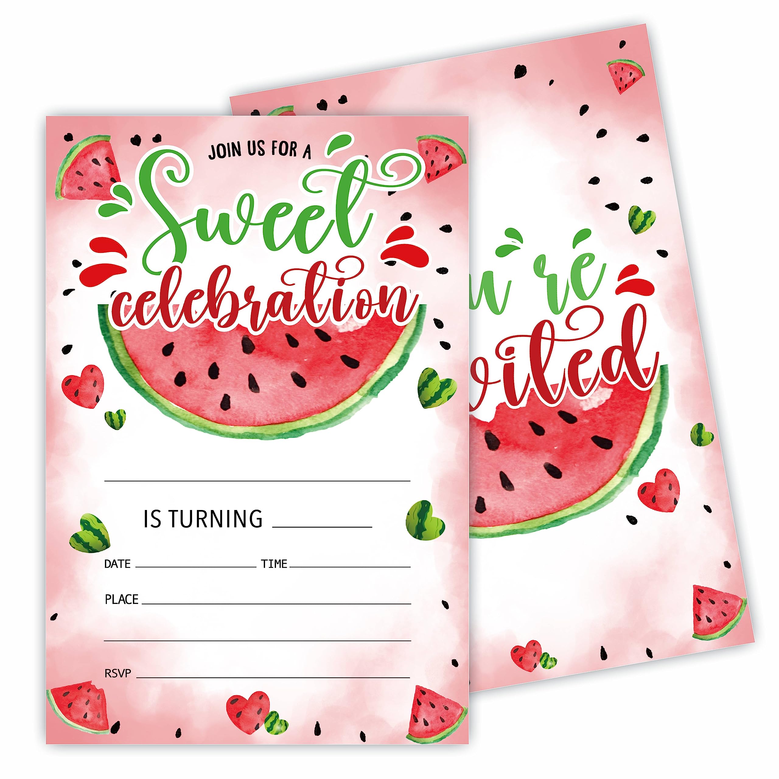 Amazon.com : YKYENR Watermelon Birthday Invitations - Sweet Celebration ...
