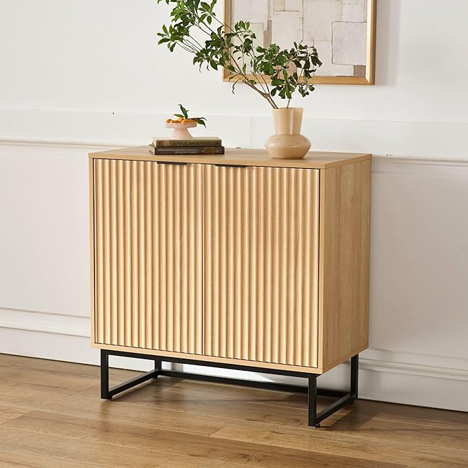 Amazon.com - EYYTHUNG Fluted Storage Cabinet Sideboard Buffet Cabinet ...