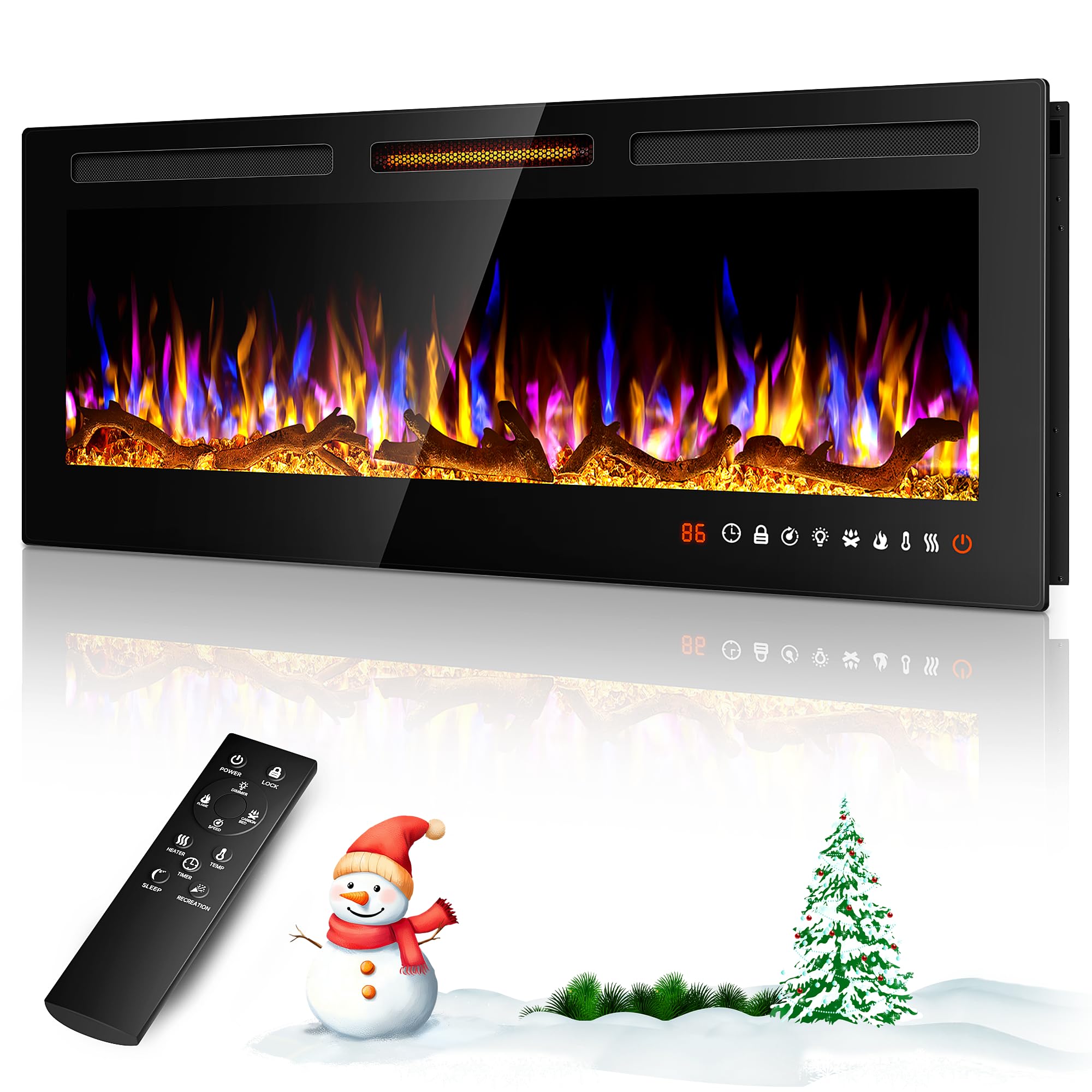 Snapklik.com : ALPACA 50" Slim Electric Fireplace Recessed And Wall ...
