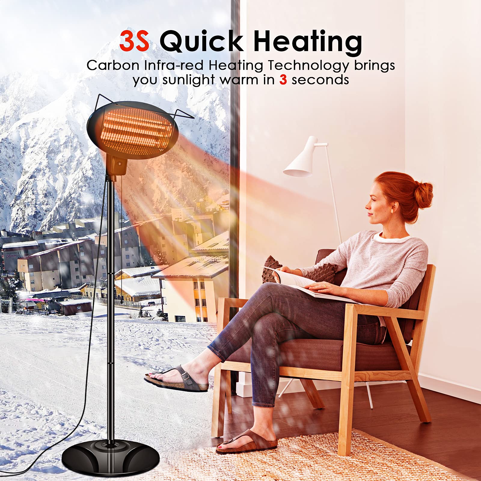 TRUSTECH Patio Heater - Outdoor Heater with 3 Ajustable Heating Modes ...