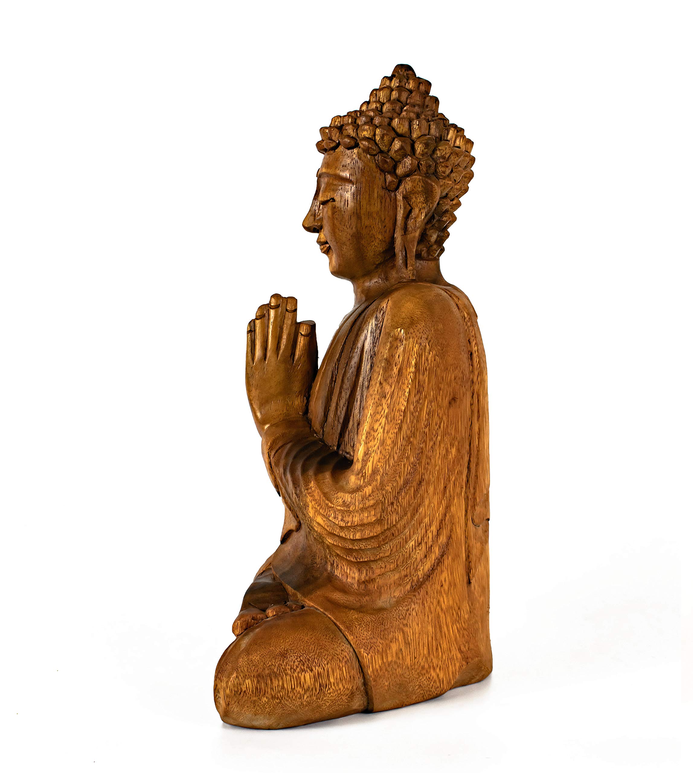 Oriental Budda Figurines Chinese Ivory Buddha Statue On Wooden Stand