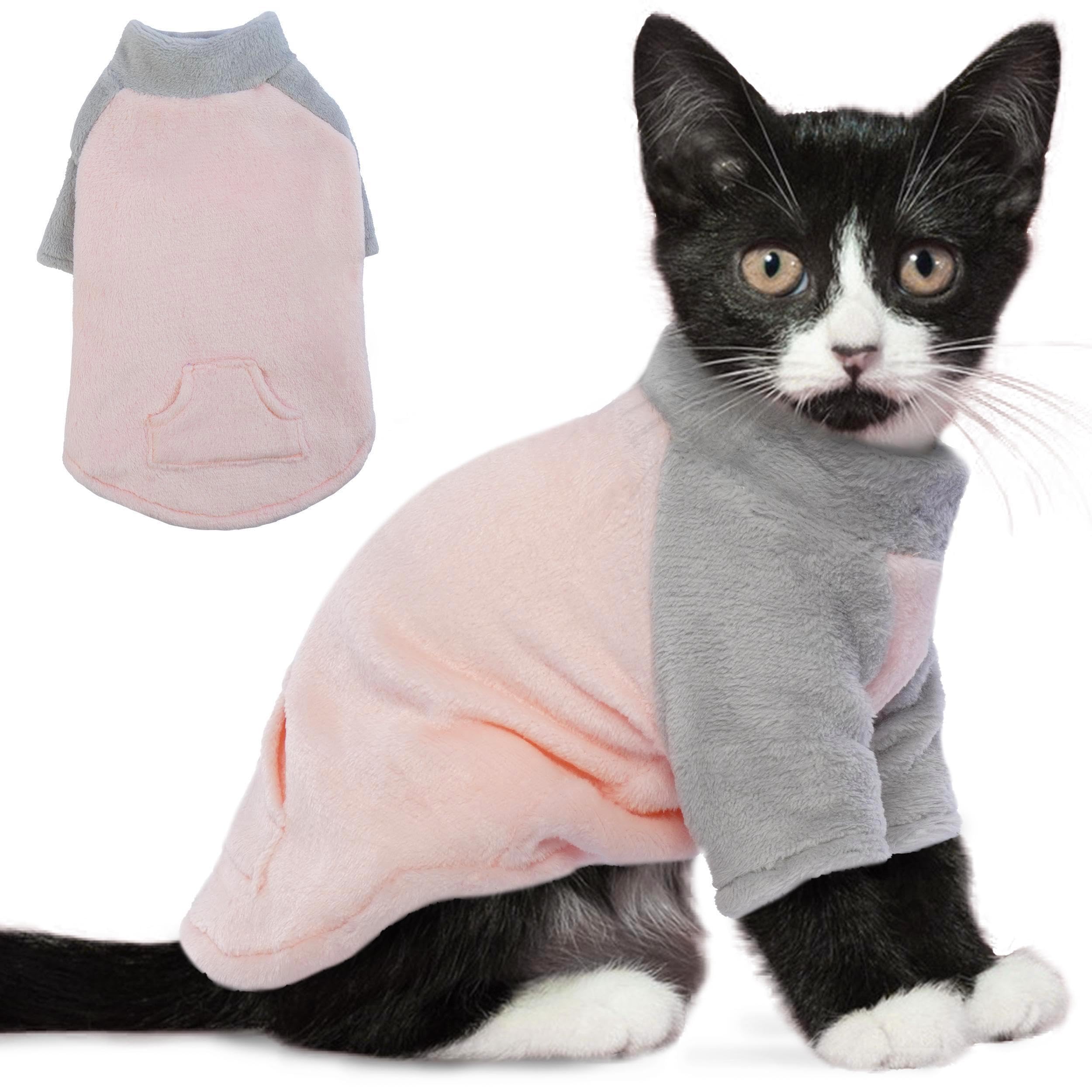 Amazon.com : PUMYPOREITY Warm Cat Sweater, Fleece Cat Shirt, Turtleneck ...