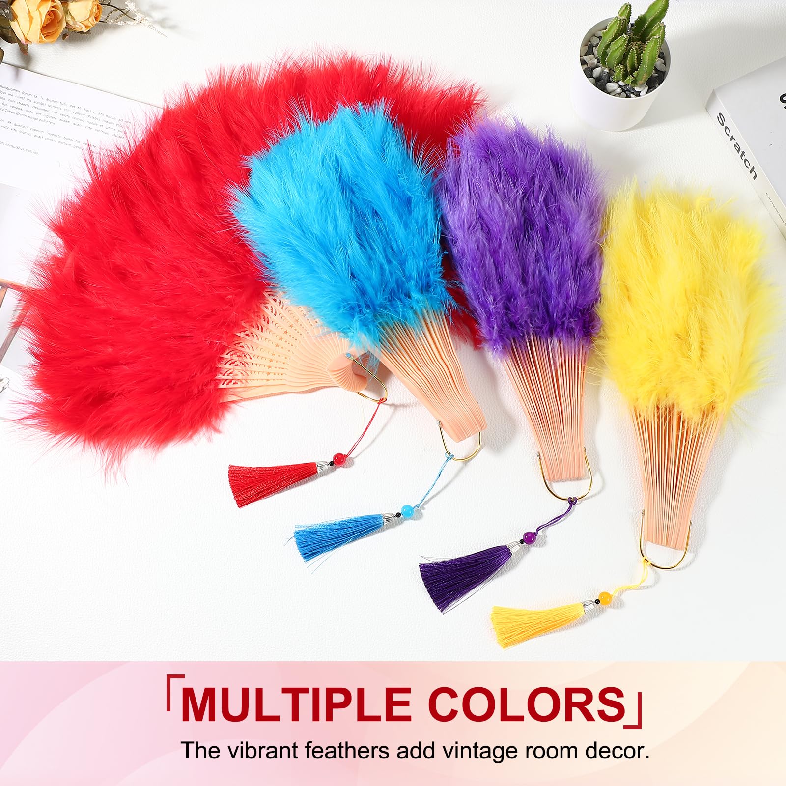 Wedding Fan Decoration PATIKIL 1920s Vintage Marabou Feather Fan ...