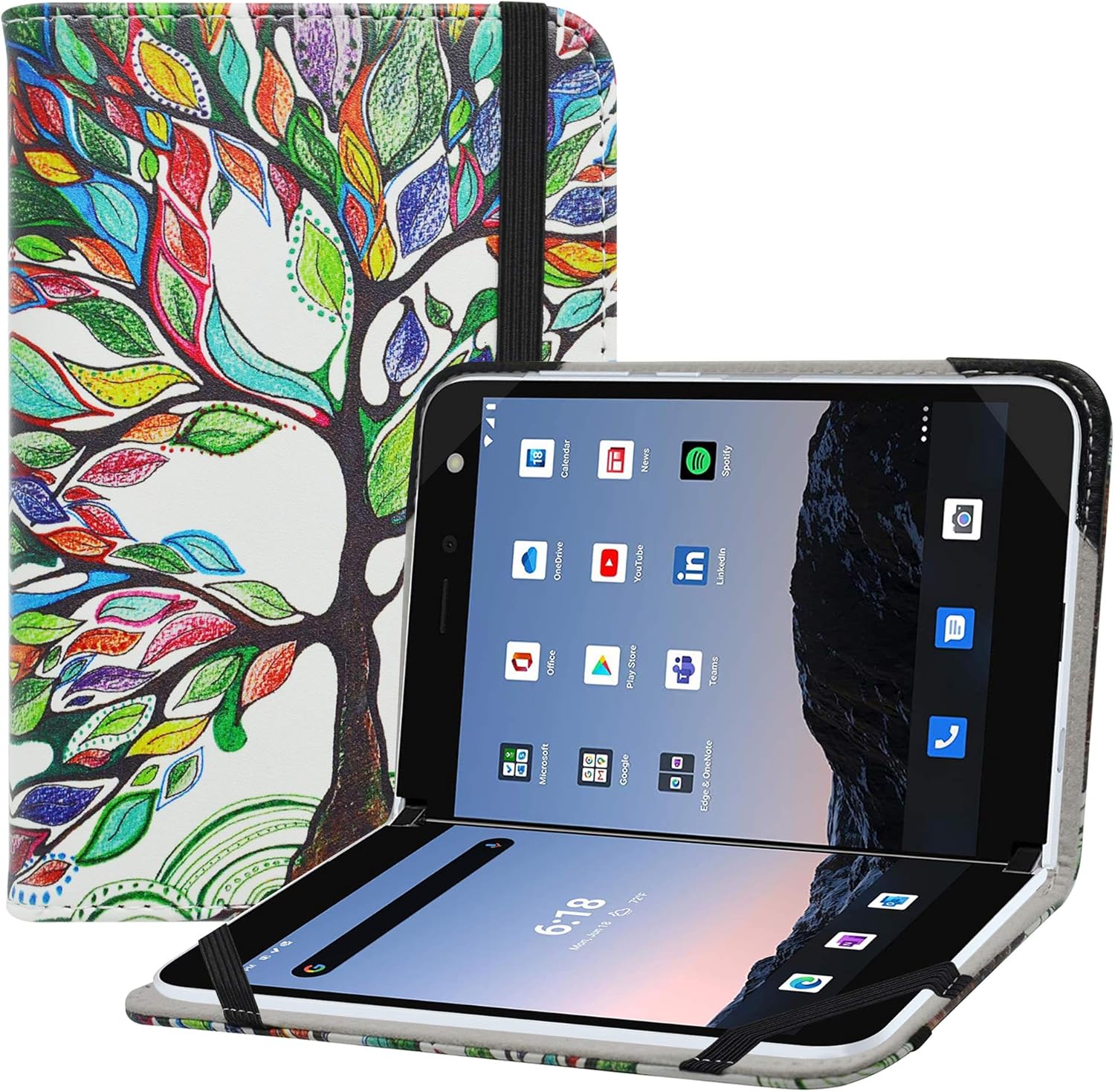 Bige for Microsoft Surface Duo Case,PU Leather Folio 2-Folding Stand ...