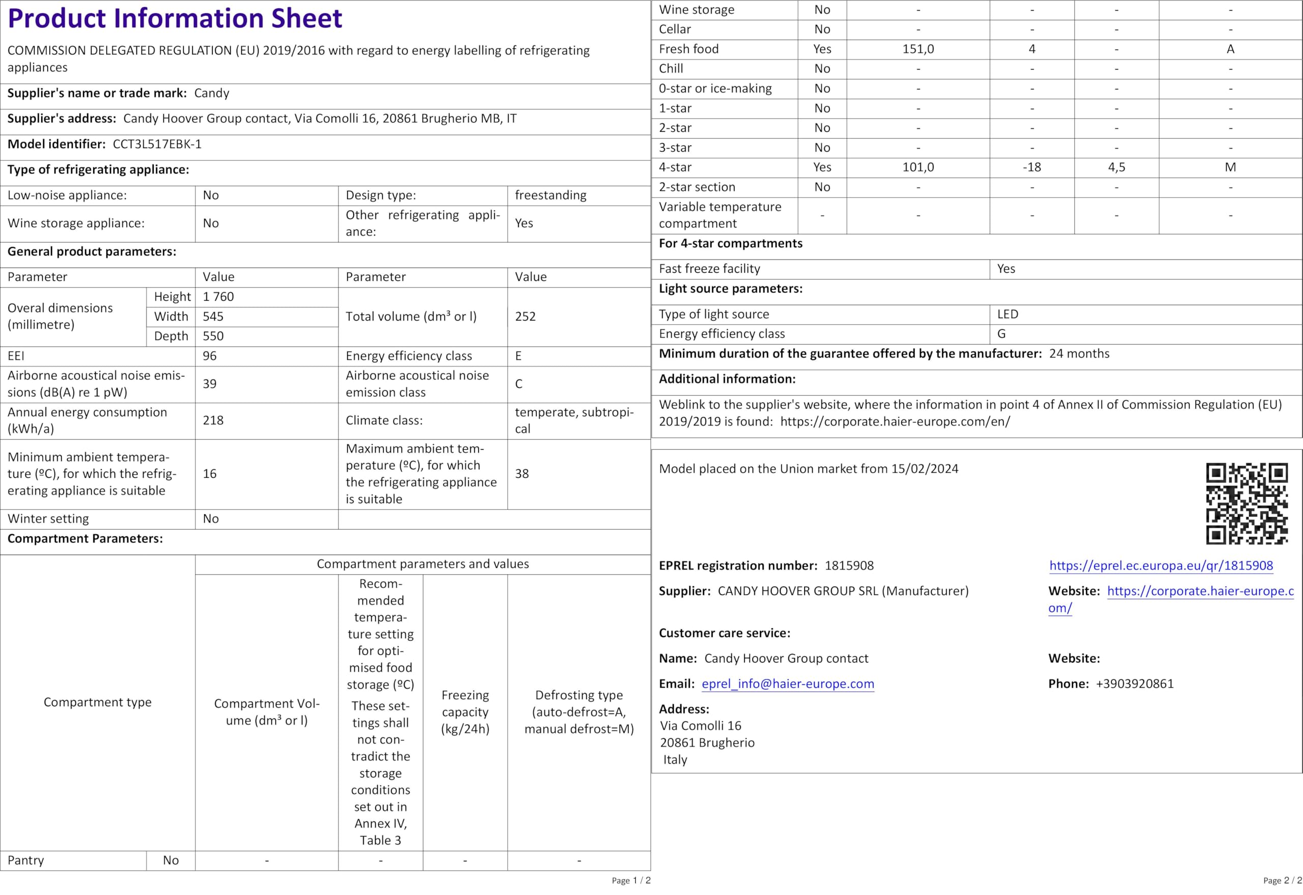 Teknix FFH1825WB 55cm Freestanding 50/50 Fridge Freezer - 256 Litre Capacity - Total No Frost ...