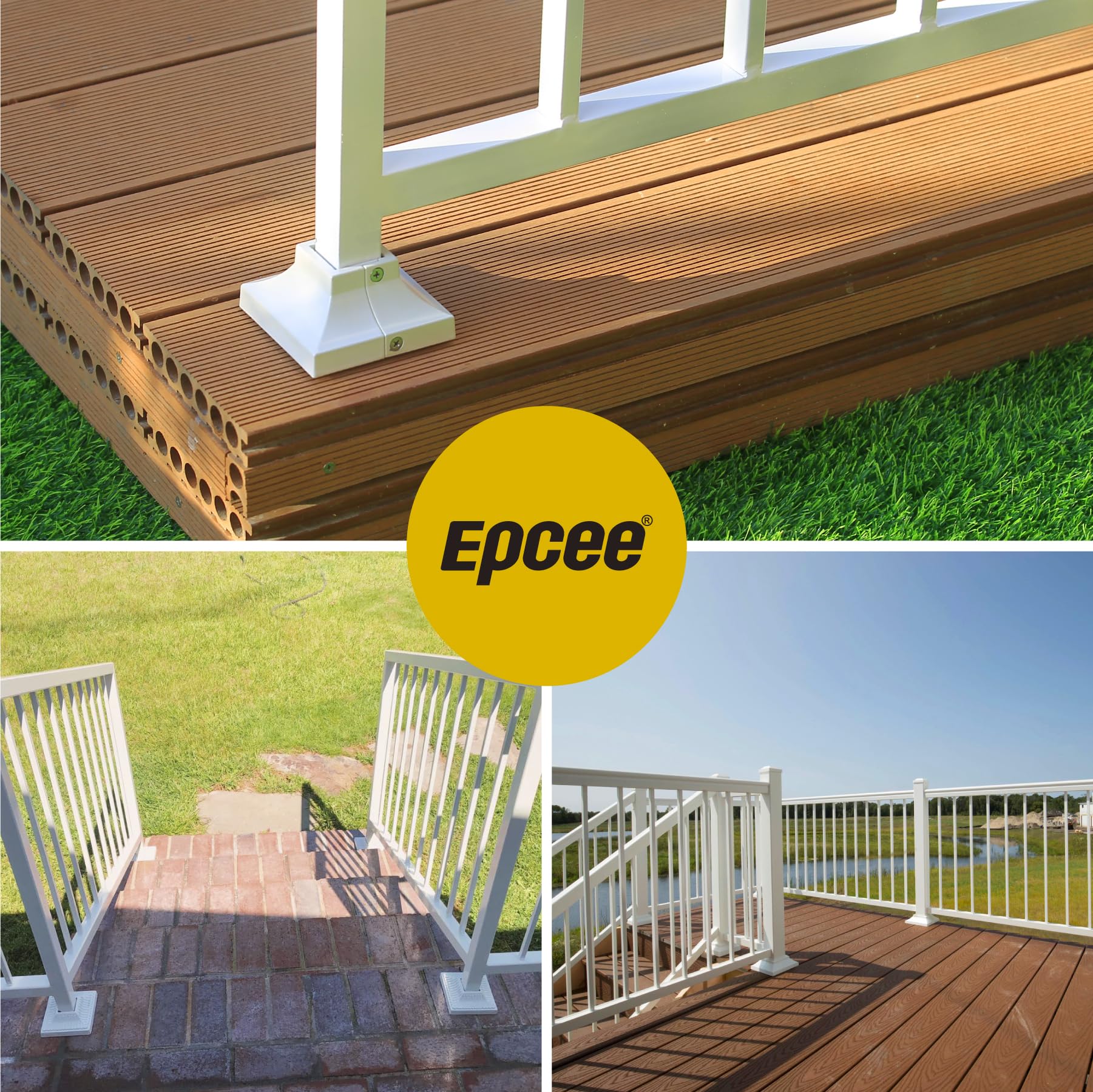 Snapklik.com : Epcee 2pcs 1.25" Aluminum Deck Post Base Cover, Skirt ...