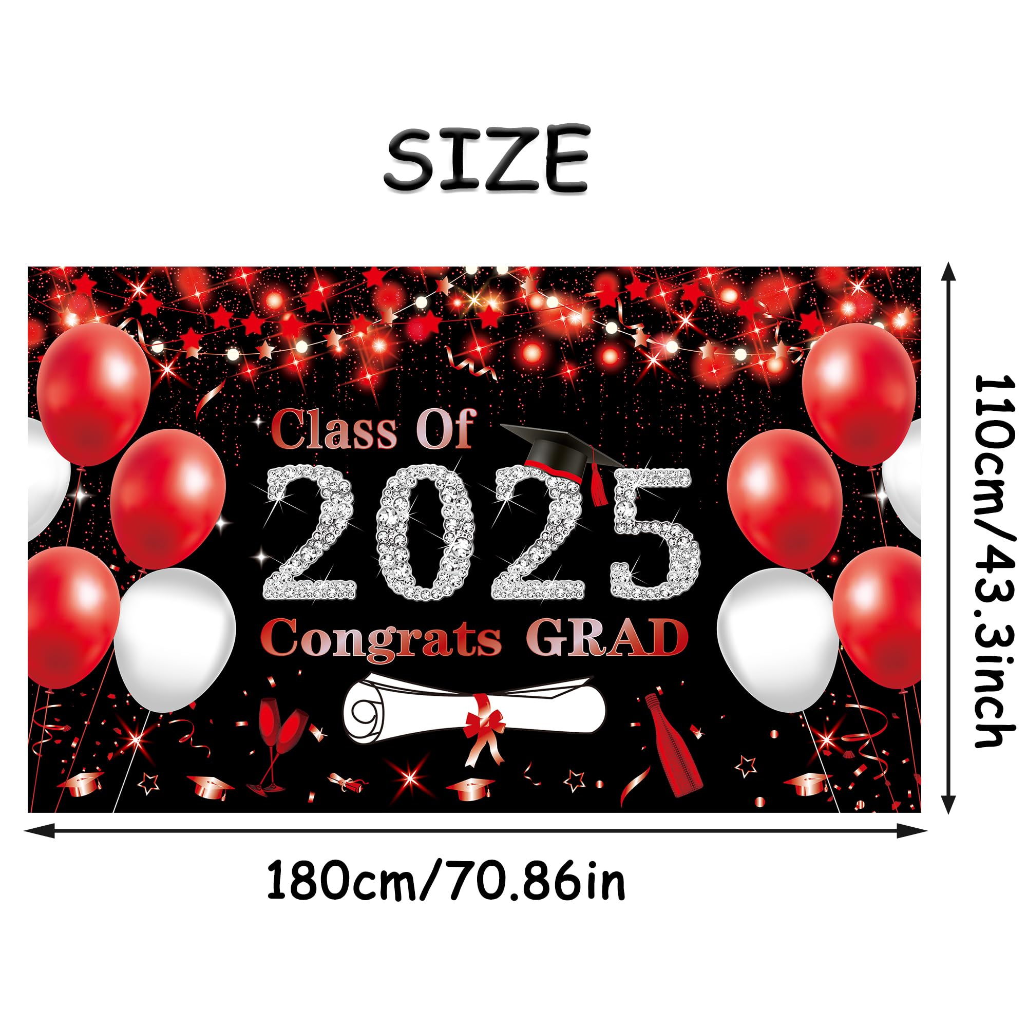 Snapklik.com : Black Red Graduation Party Decorations, Red 6x3.6ft Red ...