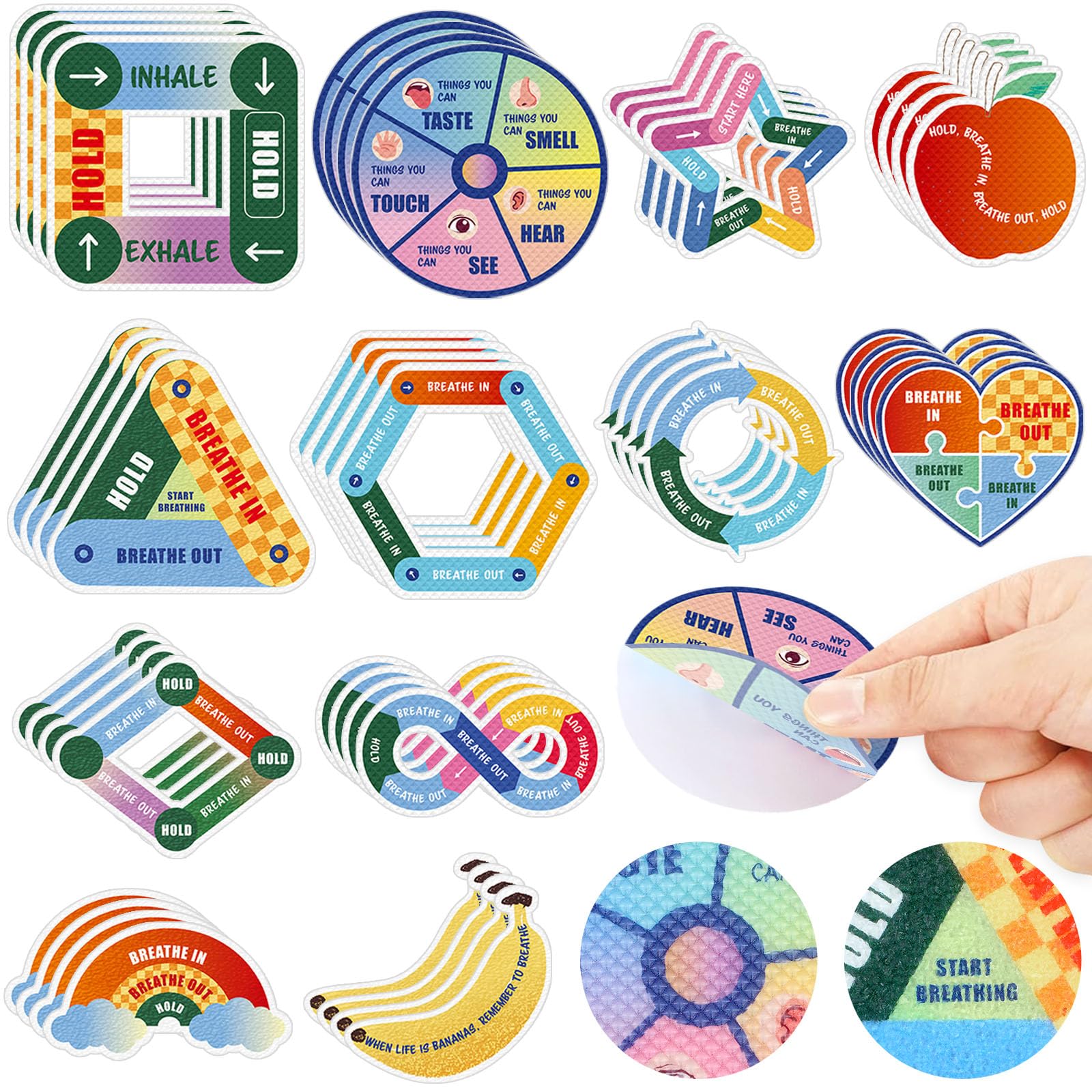 Amazon.com : ZOiiWA 48 Pcs Breath Calm Anxiety Sensory Stickers ...