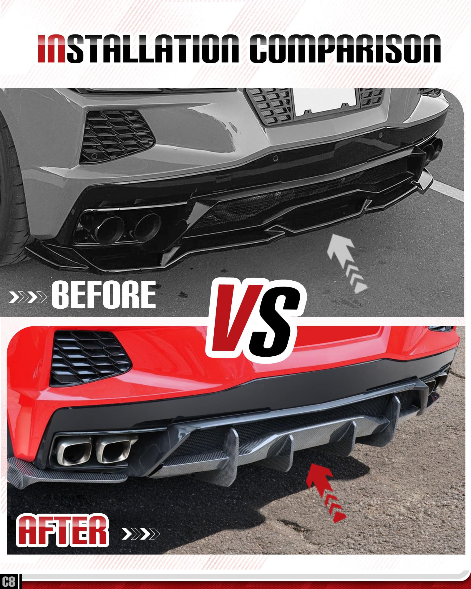 Gloss Black ABS Diffuser 2020-2025 Glossy Black Rear Diffuser For ...