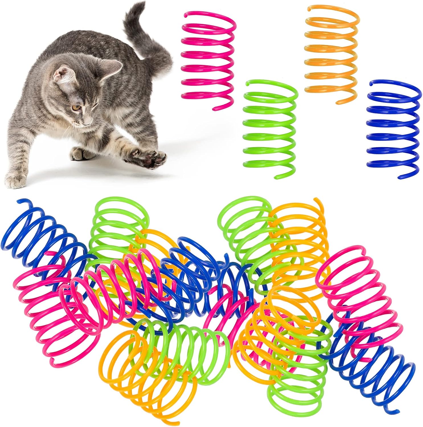Fuyamp 16 Pcs Cat Colorful Springs Toys, Cat Spring Toys for Kittens ...