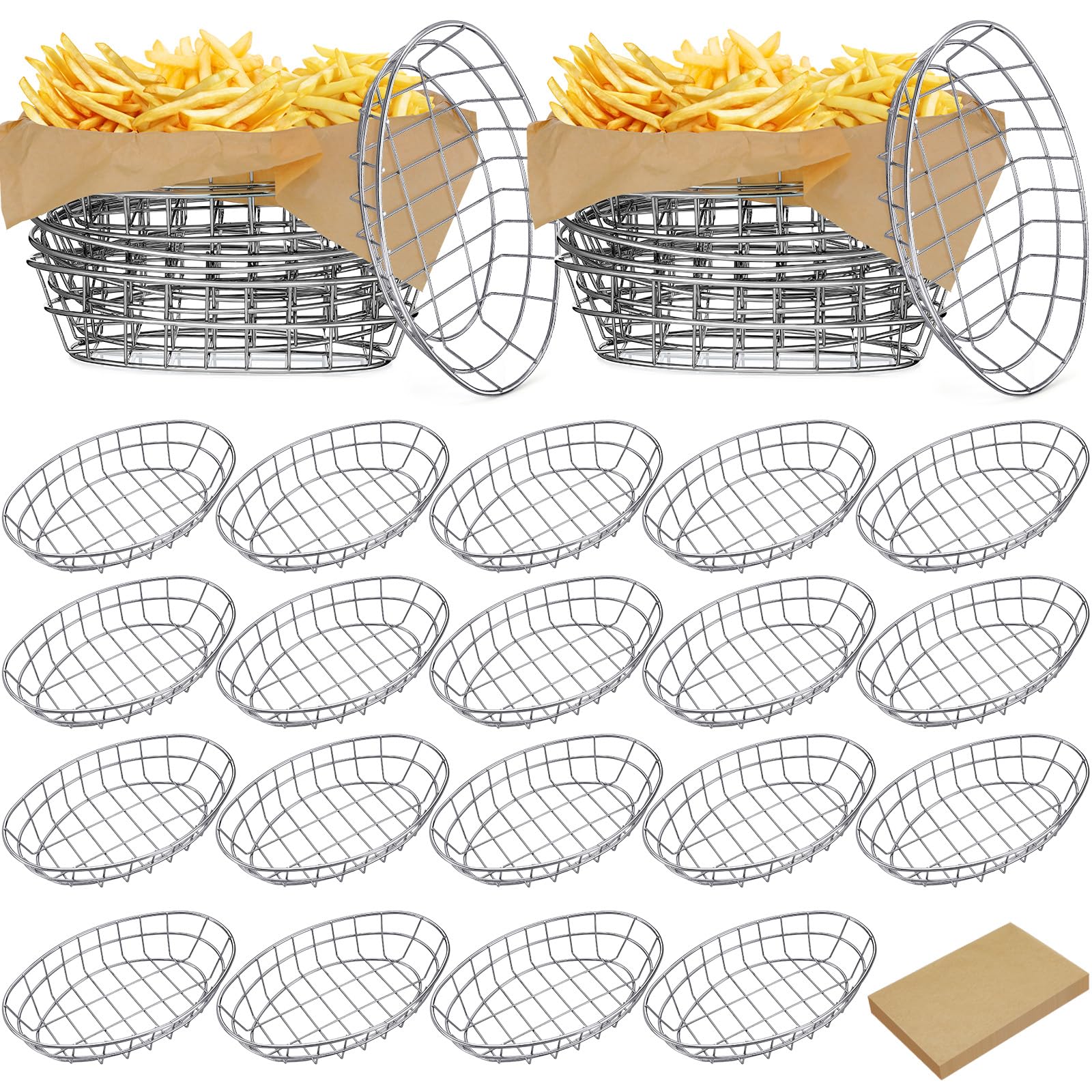 Amazon.com - Hushee 24 Pcs Wire Bread Basket 9.5 x 6.2 x 2.2 Inch Oval ...