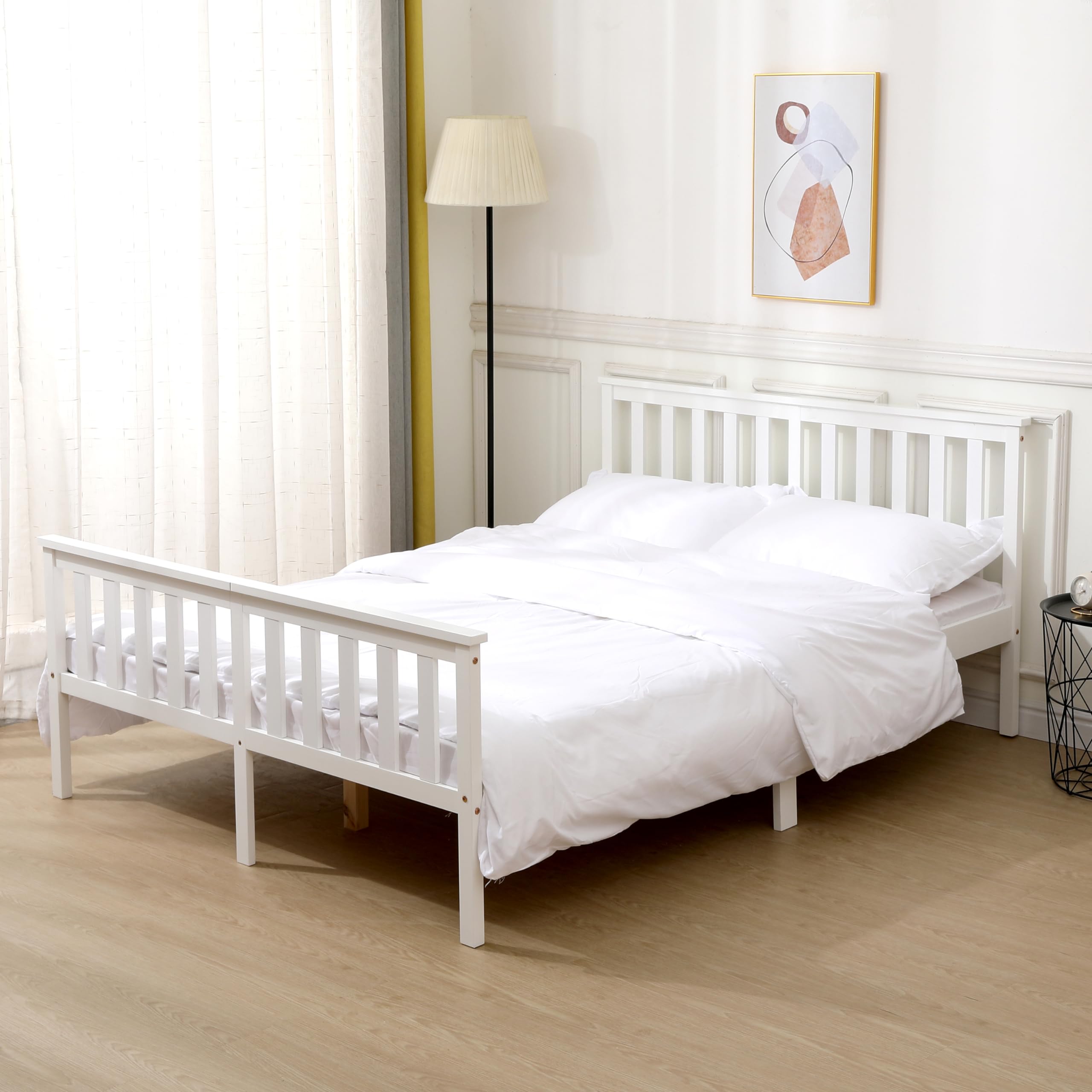 Vivo Technologies Double Bed Frame,Natural Wood Bed Frame with ...
