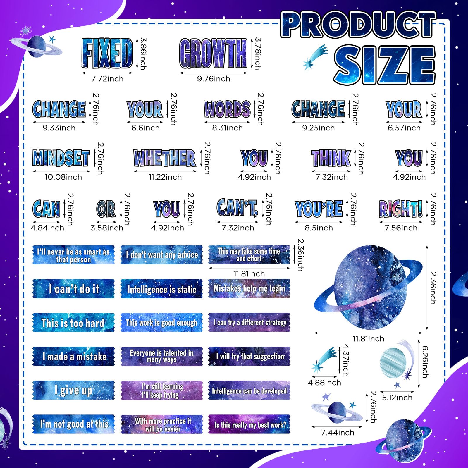 Snapklik.com : Space Bulletin Board Growth Mindset Bulletin Board Set ...