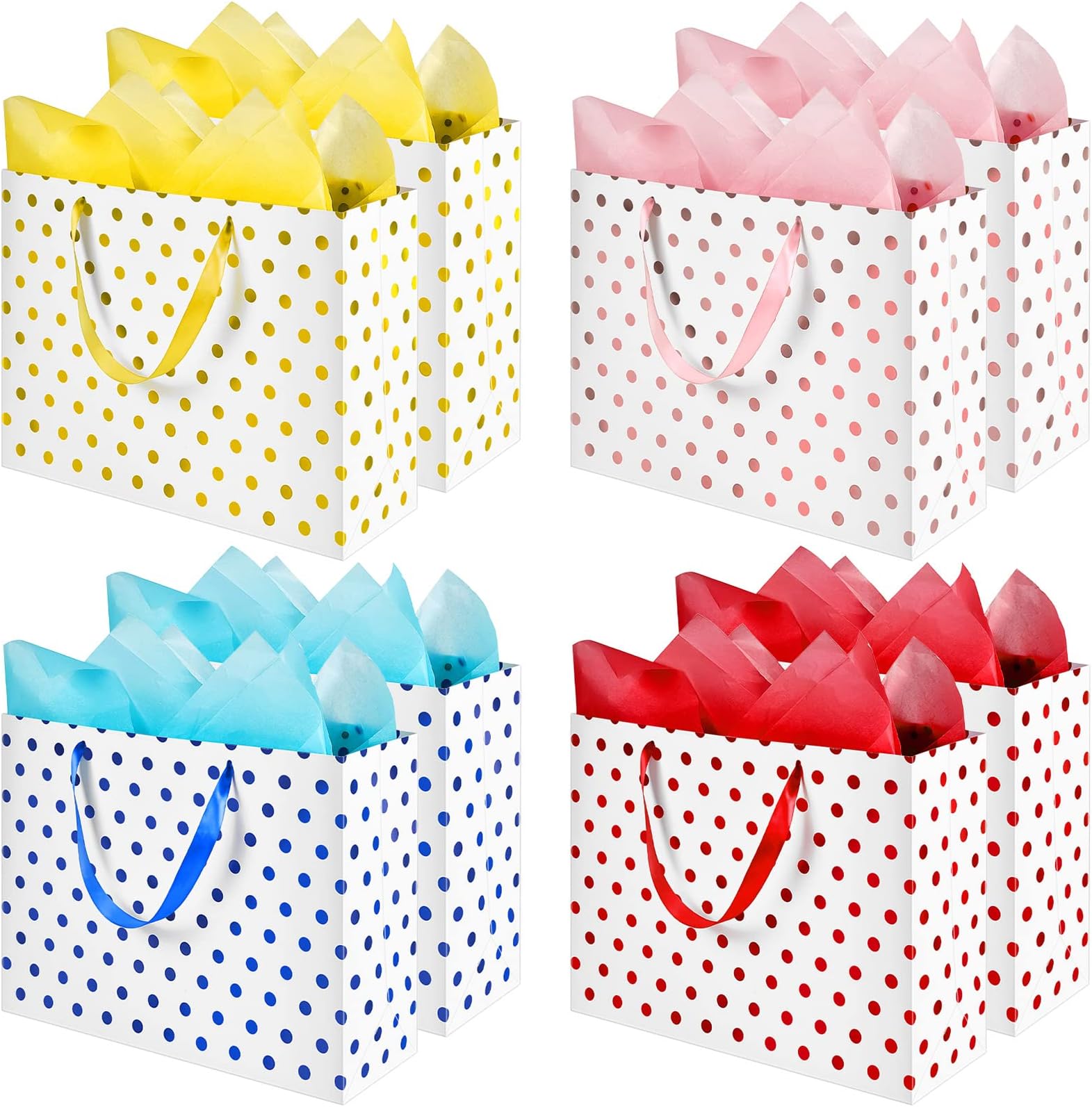 Amazon.com: 24 Pcs Assorted Color Large Gift Bags Colorful Cardboard ...
