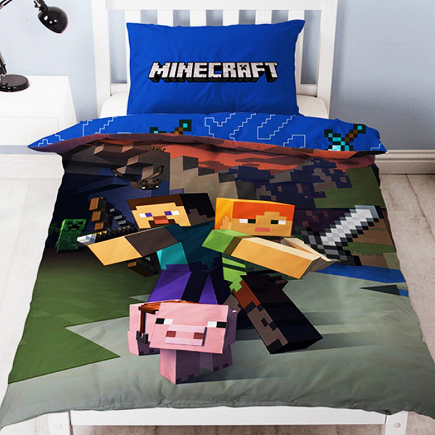 Amazon.com: Minecraft 'Good Guys' Double Duvet Set - Large Print Design ...