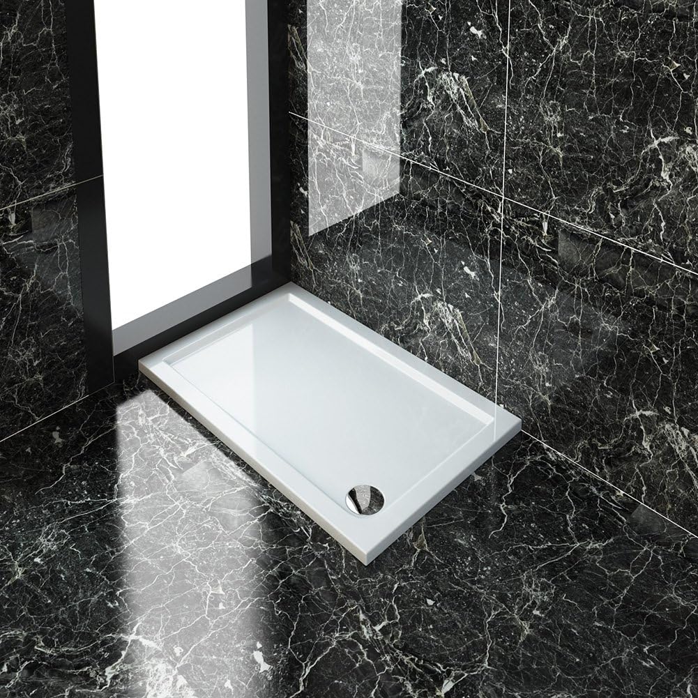 ELEGANT Rectangular 1200 x 700 x 40 mm Stone Shower + Waste Trap Tray ...