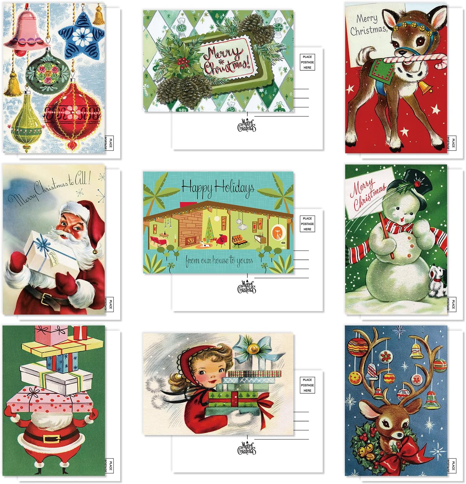 Amazon.com : AnyDesign 36 Pack Christmas Postcards Vintage Santa Claus ...