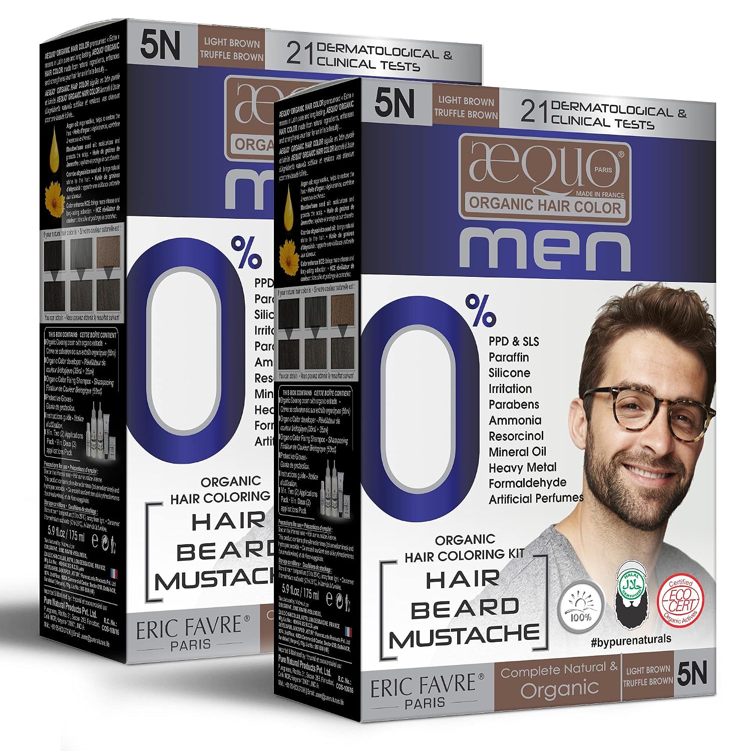 Aequo Organic Cream Hair Color 5N Light Brown 170ml | Natural Hair ...