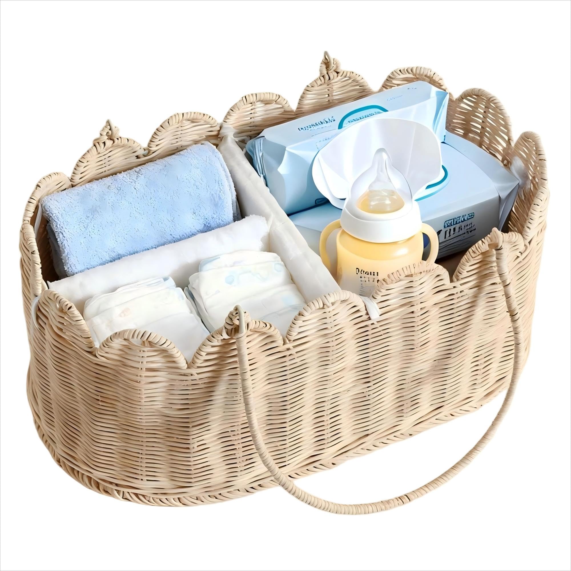 Snapklik.com : Premium Wicker Baby Diaper Caddy Organizer,Woven ...