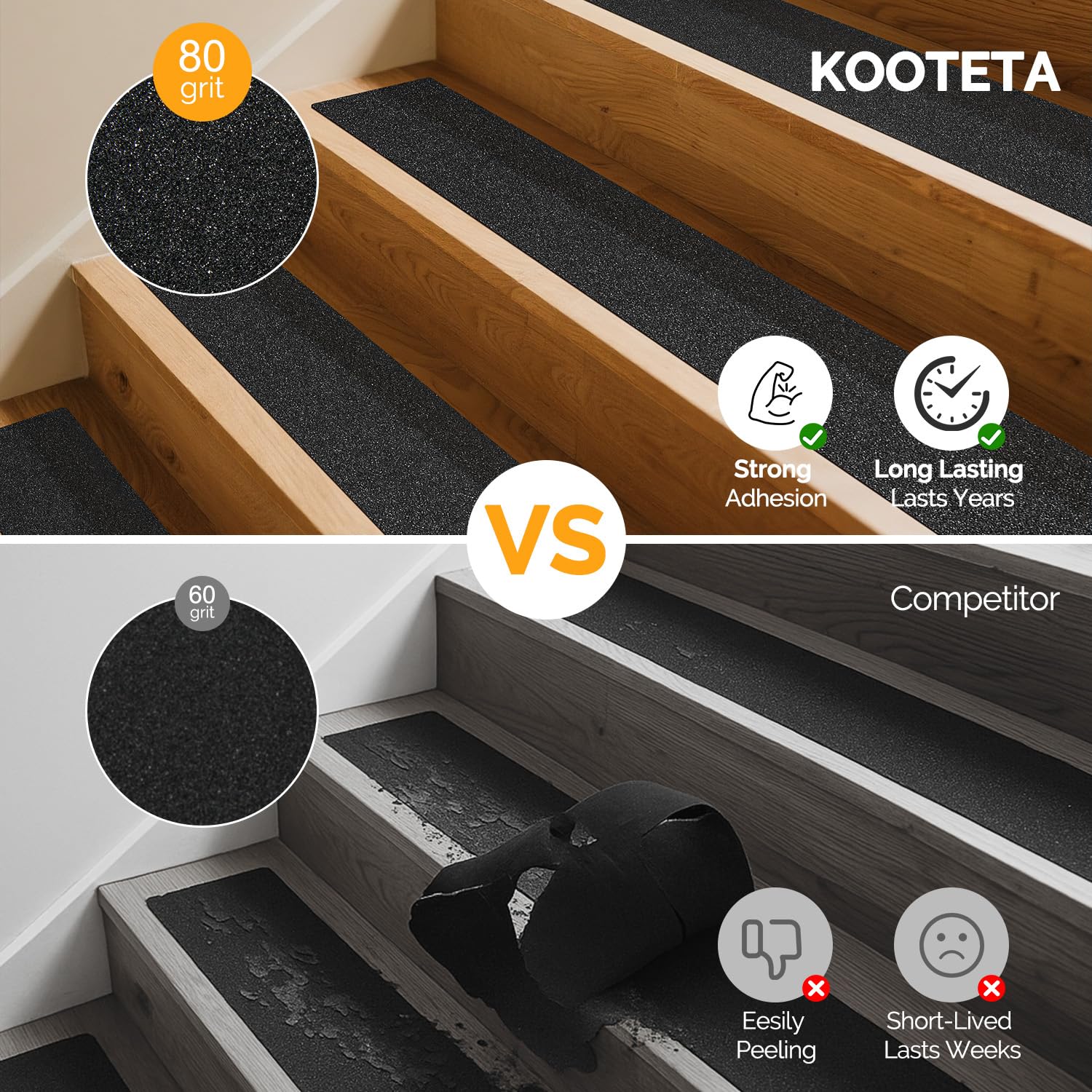 Snapklik.com : Outdoor Stair Treads For Wooden Steps Non Slip, 8 Pack ...