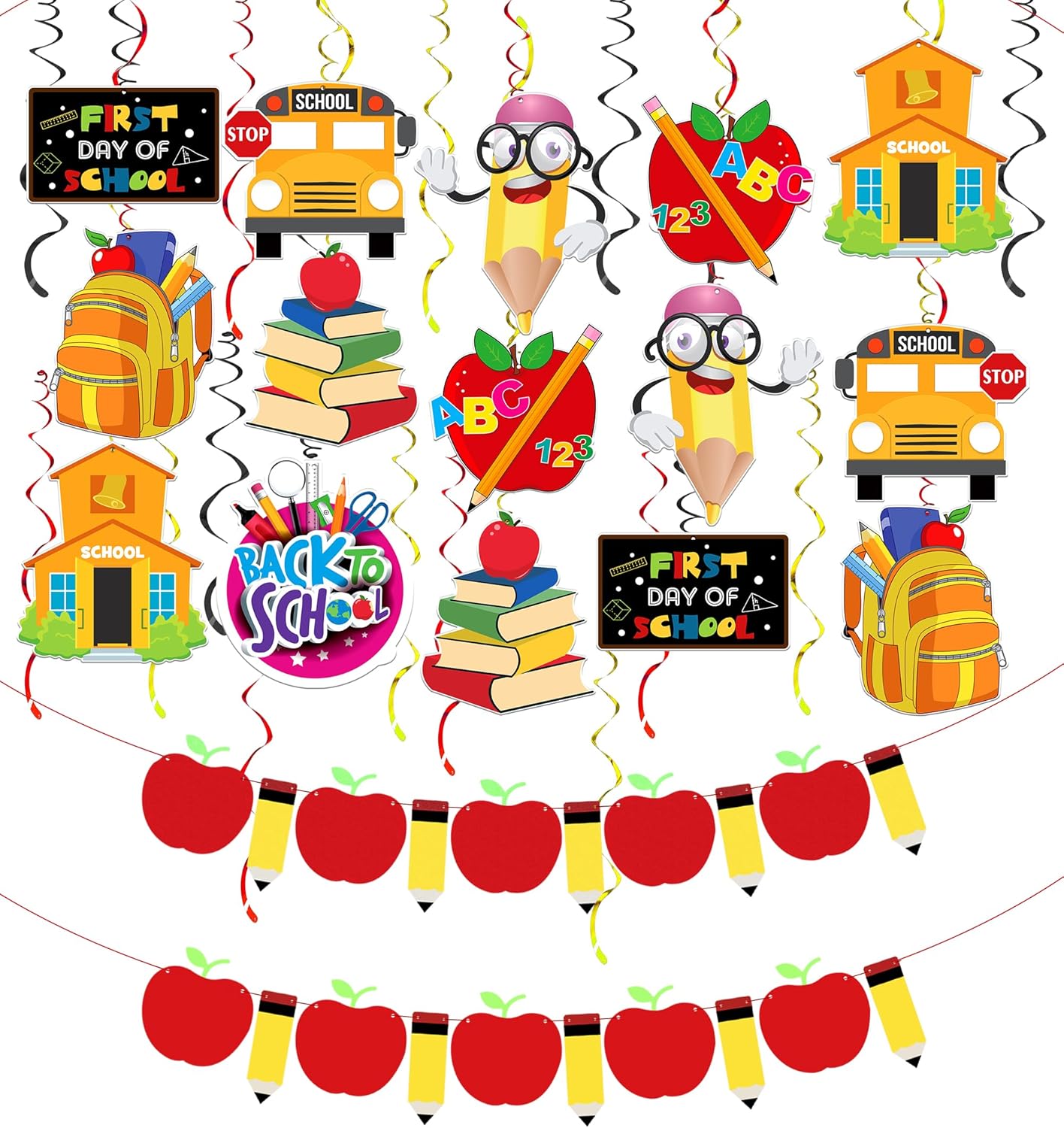 Amazon.com: KatchOn, Felt Back to School Garland with Hanging Swirls ...