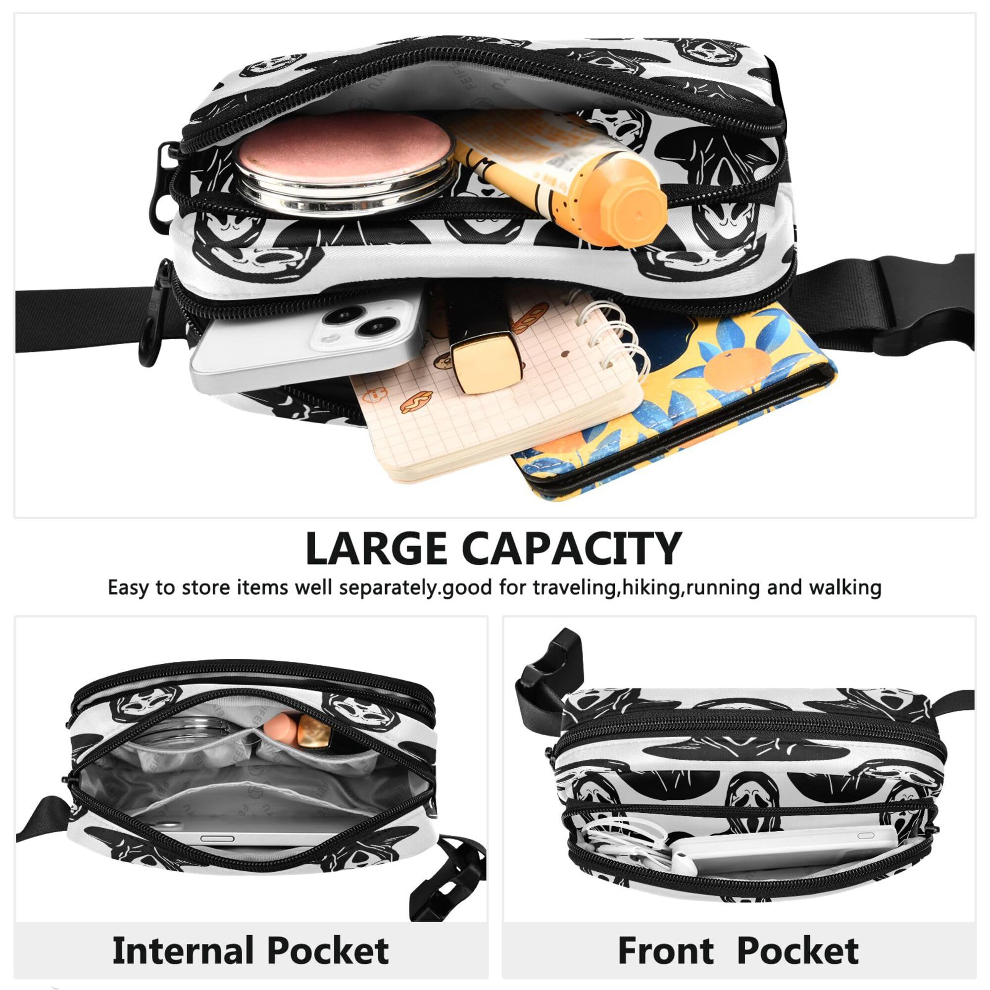 Snapklik.com : Fanny Packs For Women Halloween Ghost Devil Print Men ...