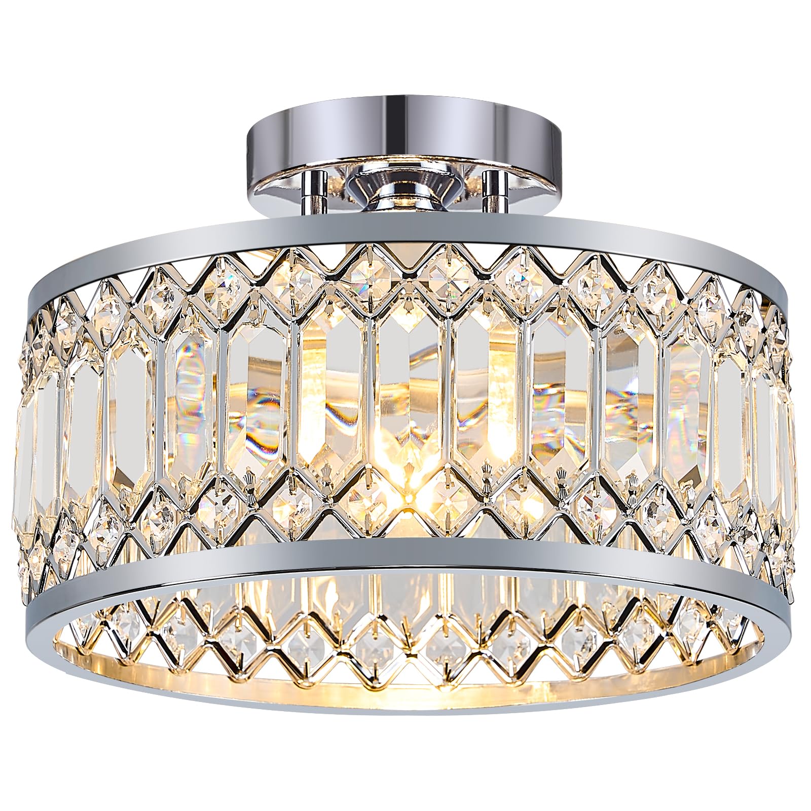 YURNYQ Crystal Ceiling Light Fixture, Modern Semi Flush Mount Ceiling ...