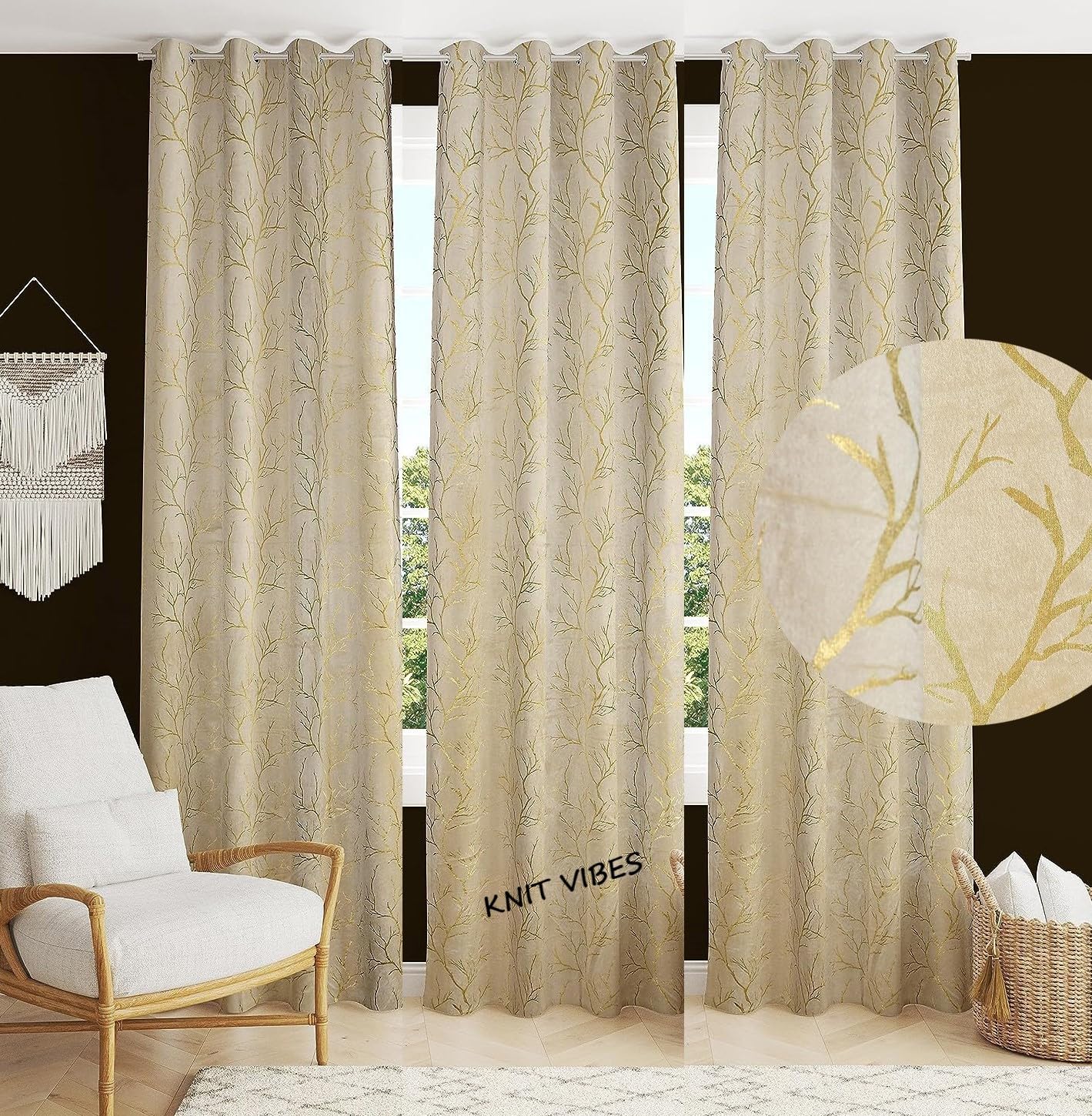 Buy KNIT VIBES Curtains for Door 5 Feet Long Premium Velvet Curtain ...
