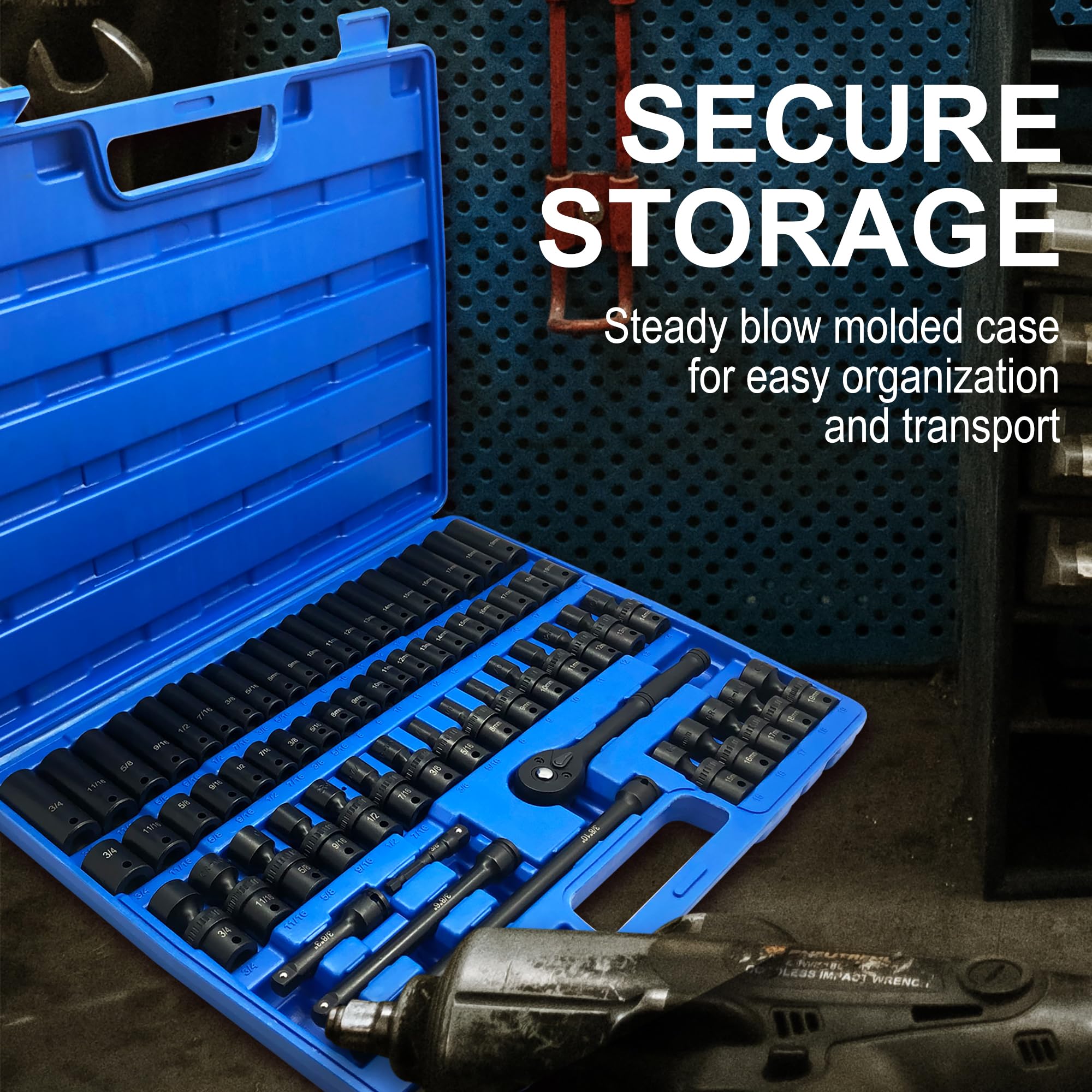 Snapklik.com : MacWork 67 Pieces 3/8 Drive Impact Socket Set, SAE And ...