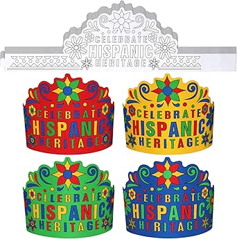 Amazon.com: WinnerWhy 36 Pcs Color Your Own Hispanic Heritage Crowns ...