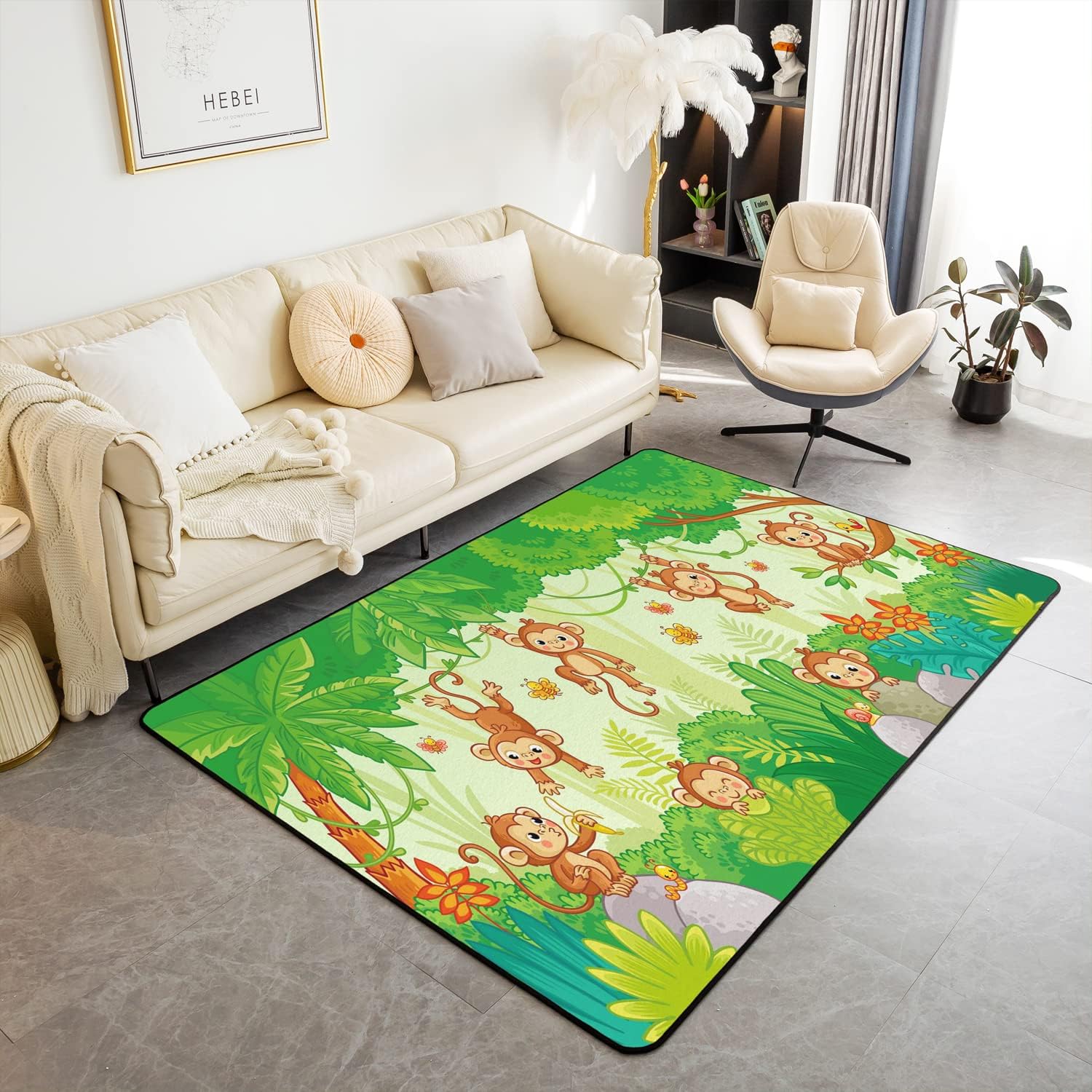 Amazon.com: jejeloiu Monkey Rugs for Living Room Bedroom Non Slip Area ...