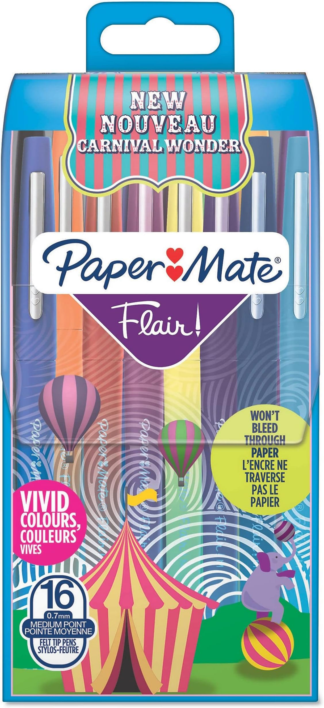 PAPERMATE Stylo feutre 0,7mm pointe moyenne assortiment x 8 : Amazon.fr ...