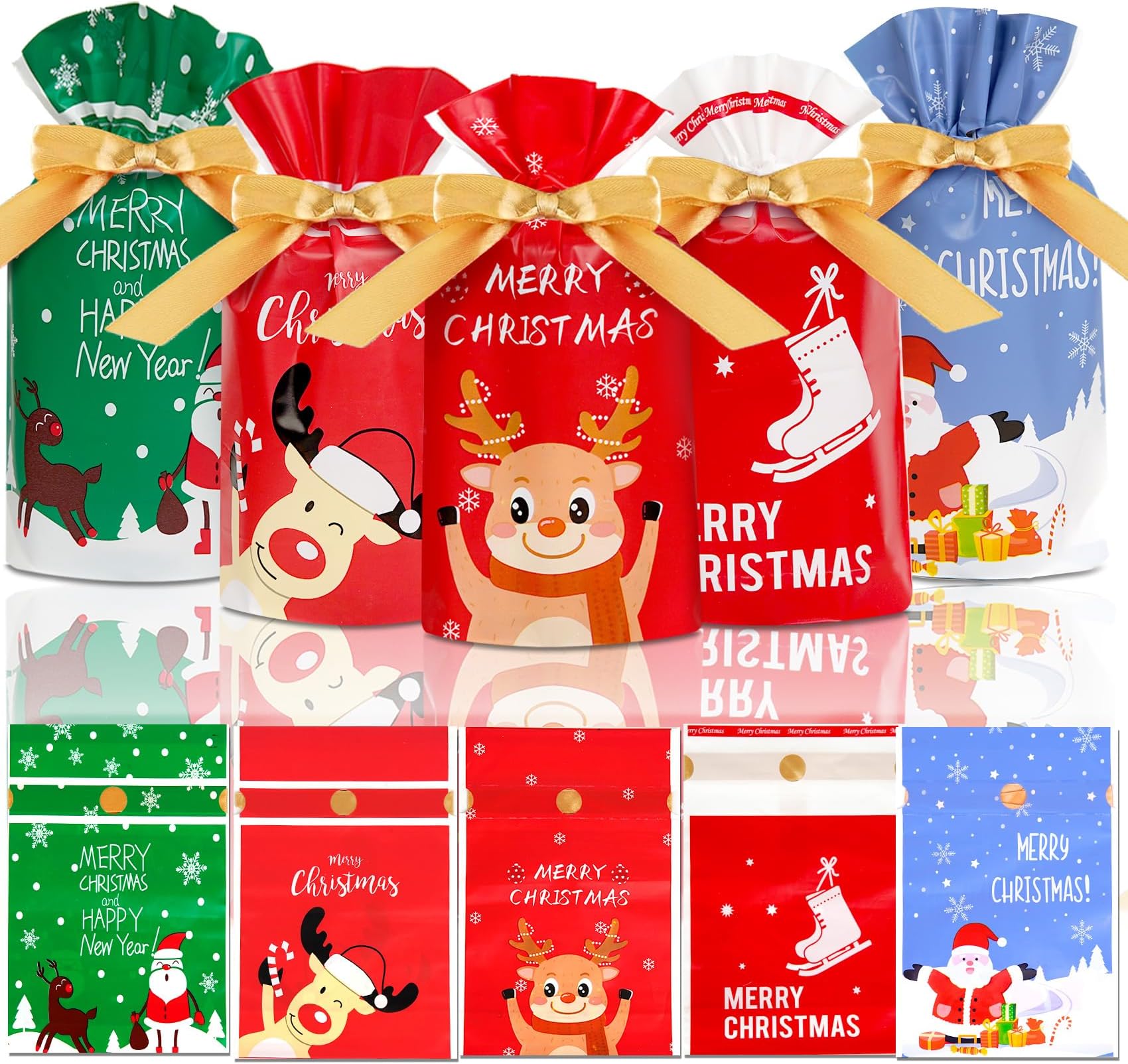 Amazon.com: DLY 50 Pcs Christmas Candy Bag Christmas Treat Bags Candy ...
