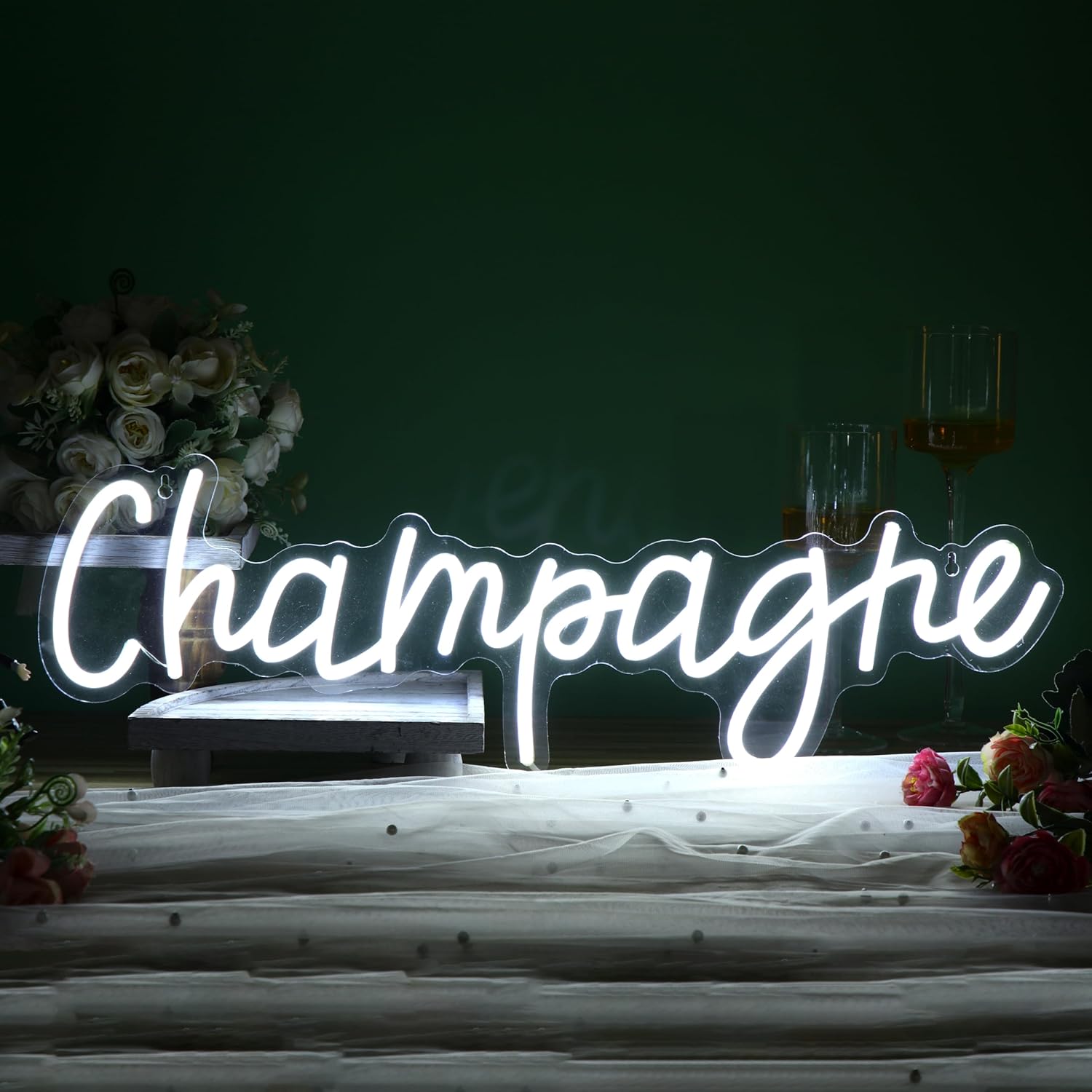 Kanayu Champagne Neon Sign Aesthetic Champagne LED Neon Light Sign ...