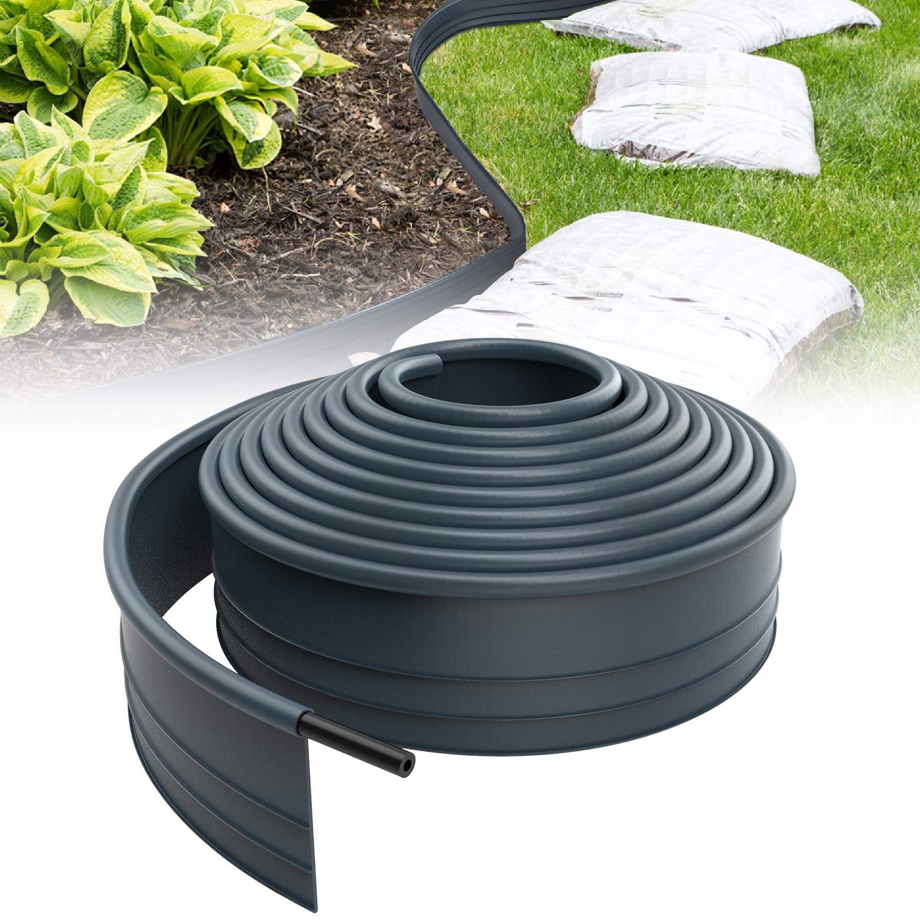 Flexible Vinyl Edging Garden Path Grey Garden Edging | Grey Lawn