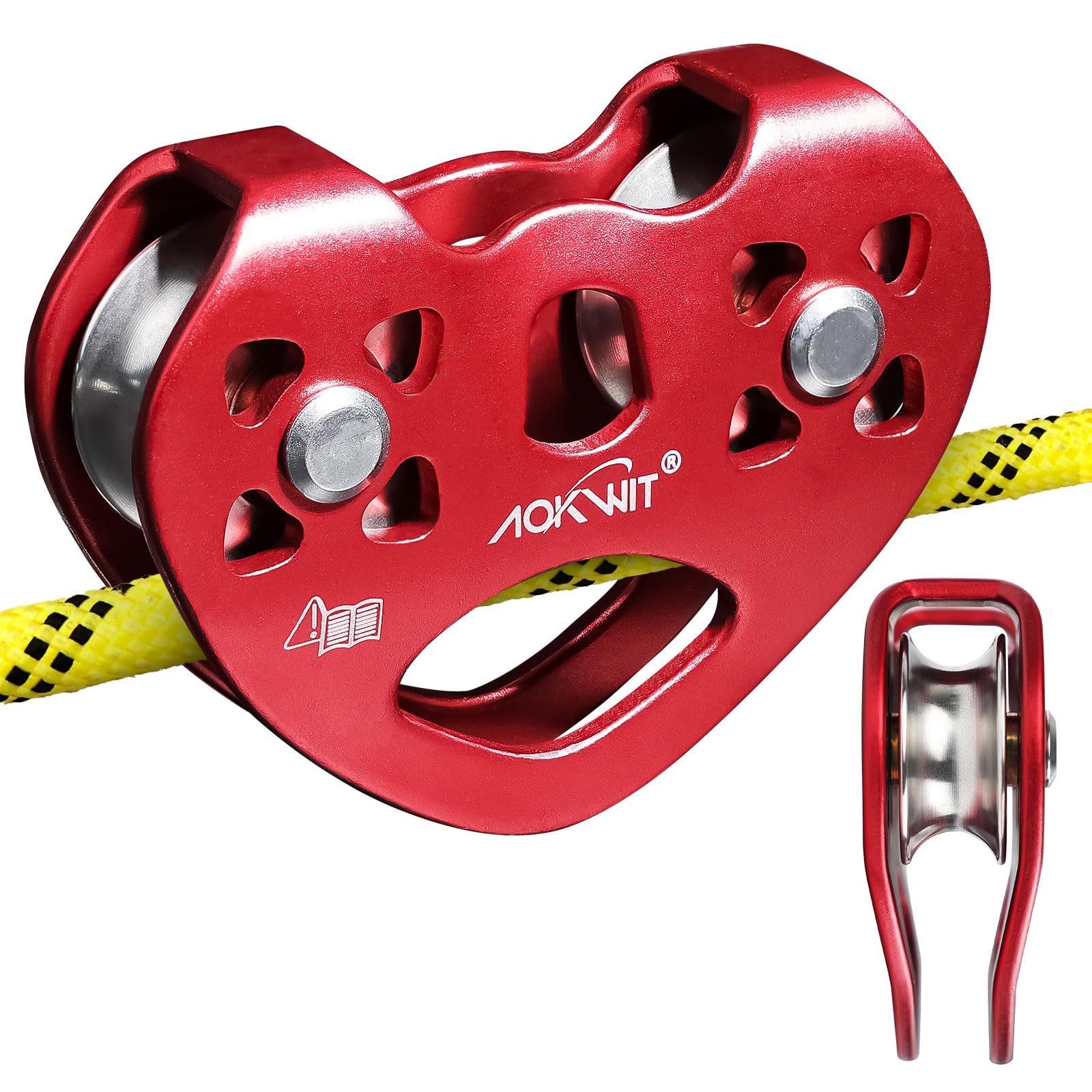 Aokwit Zipline Pulley 25 Kn Aluminum Stainless Steel Roller Double ...