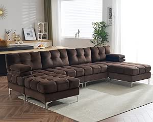 Amazon.com: AMERLIFE 124 Inch Modular Sectional Couch, 6 Seater ...