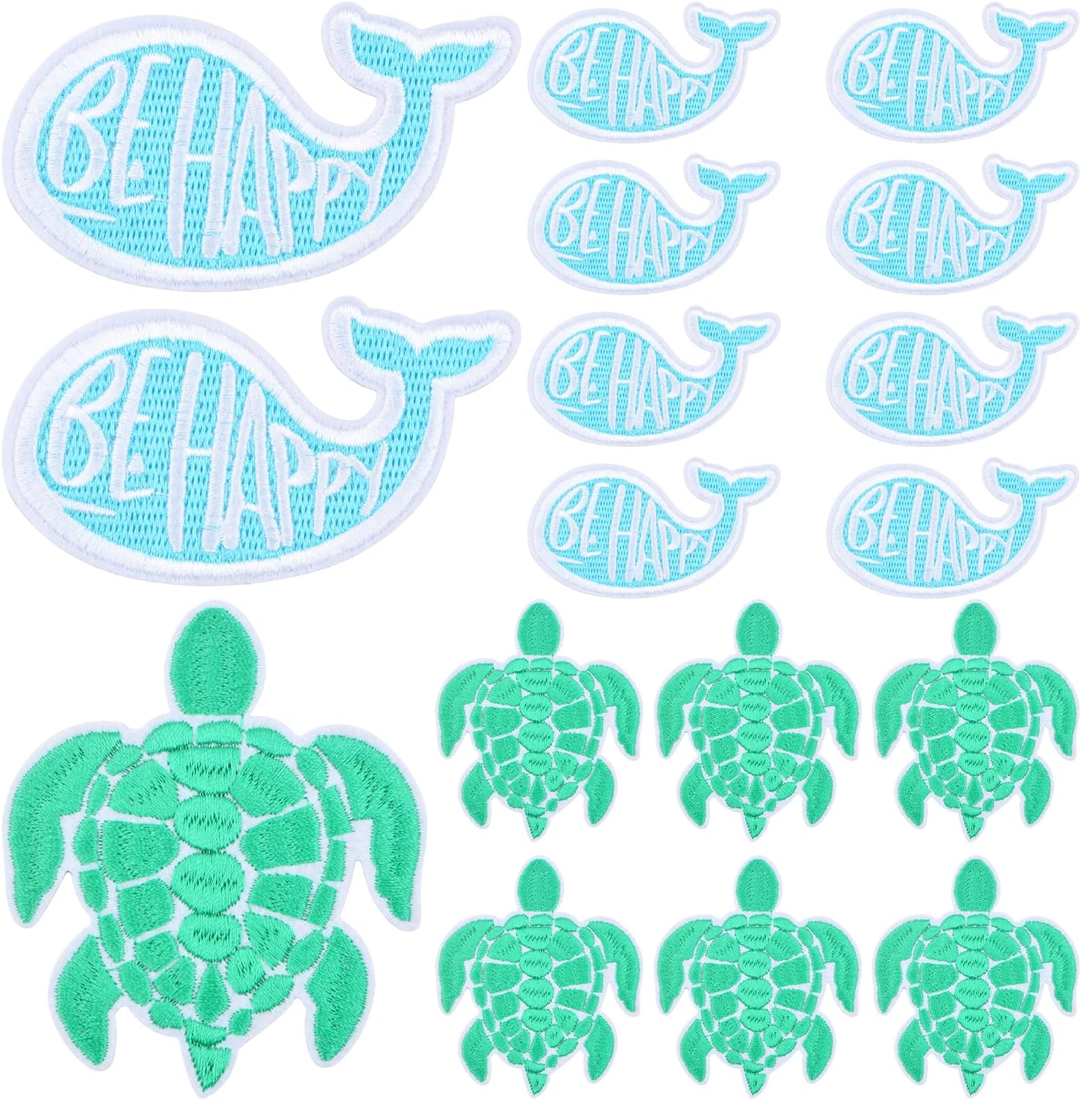 Amazon.com: 20pcs Ocean Animal Embroidered Patches Sea Turtle Dolphins ...