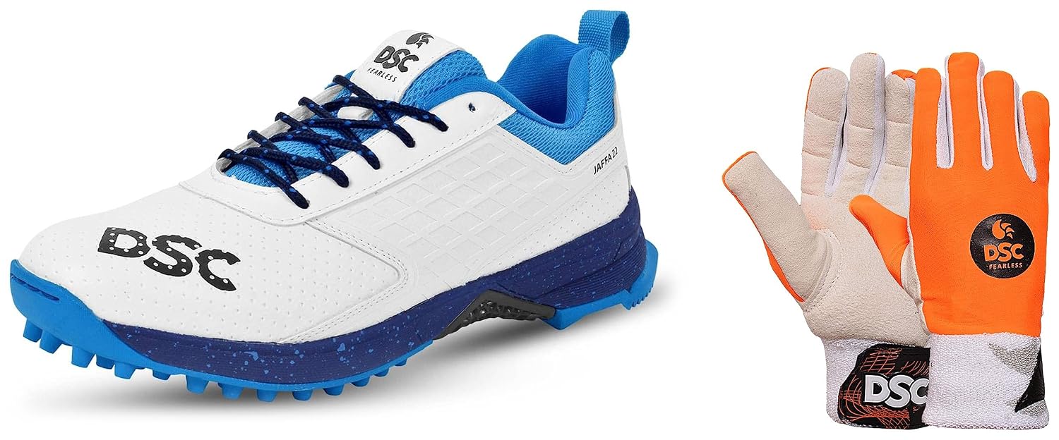 DSC Jaffa 22 Cricket Shoes for Men and Boys UK-7 White-Navy & DSC ...